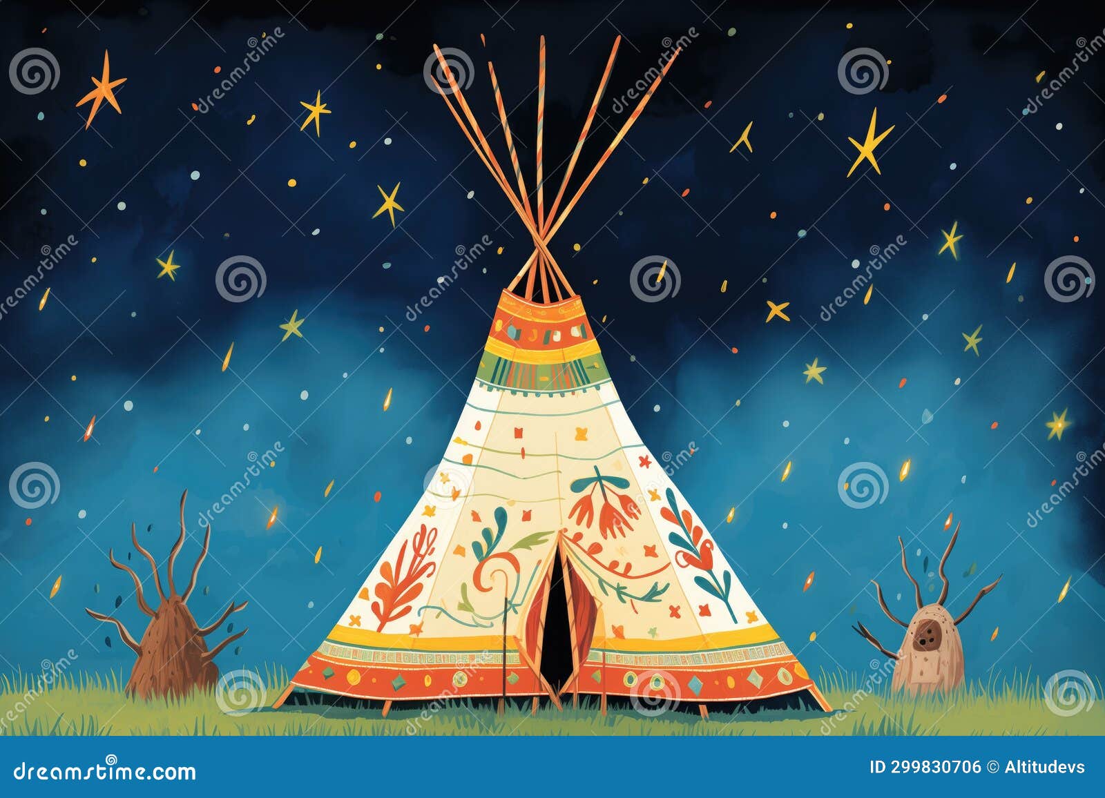 Night Sky Filled with Stars Above a Native American Tepee Stock Photo ...