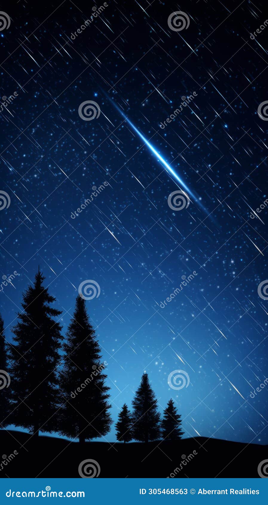 The Night Sky is Filled with Stars and Shooting Meteors Stock ...