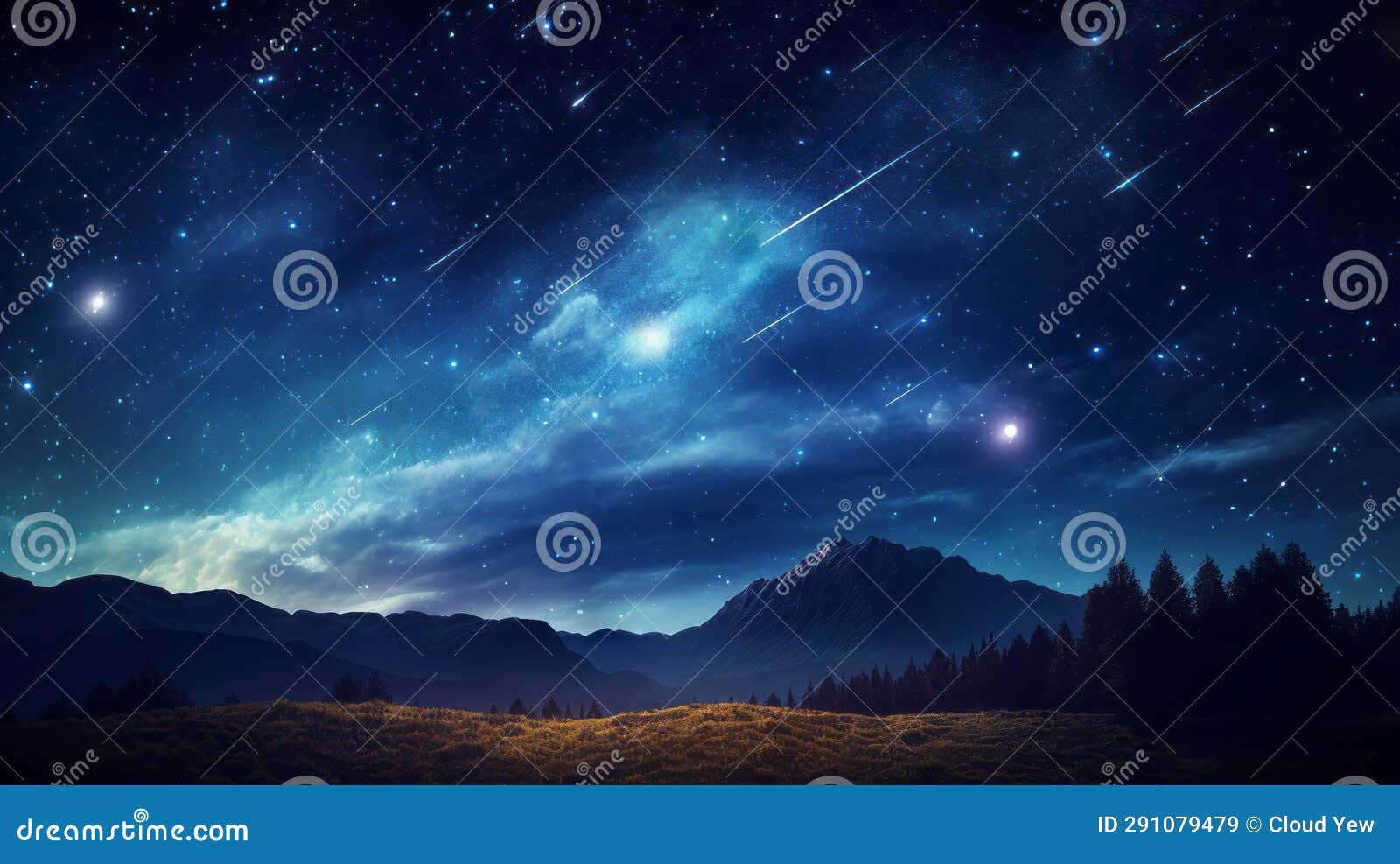 Night Sky Filled with Stars and Stars Stock Illustration - Illustration ...