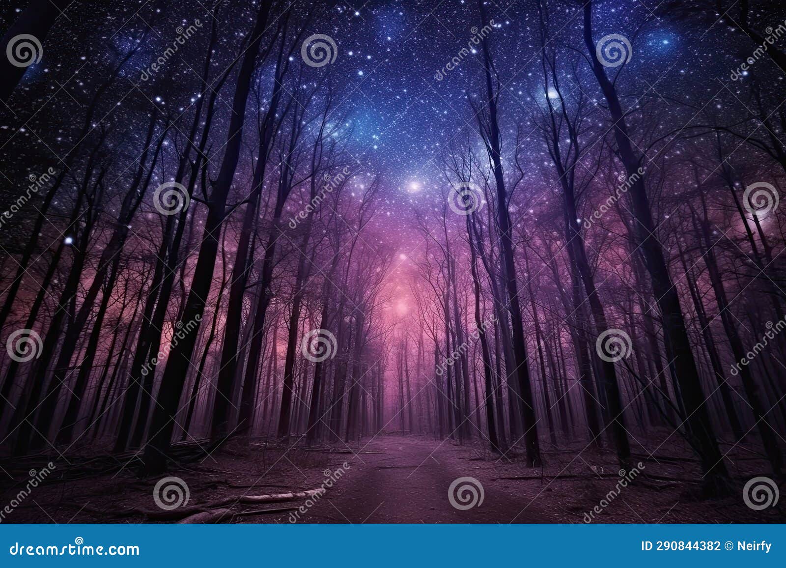 Night sky in forest stock photo. Image of cosmic, landscape - 290844382