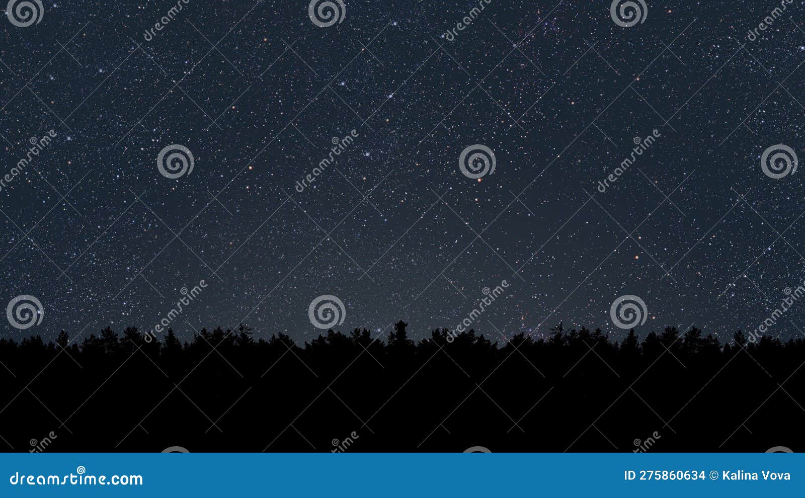 Night Sky in the Forest with Stars and Moon Stock Photo - Image of blue ...