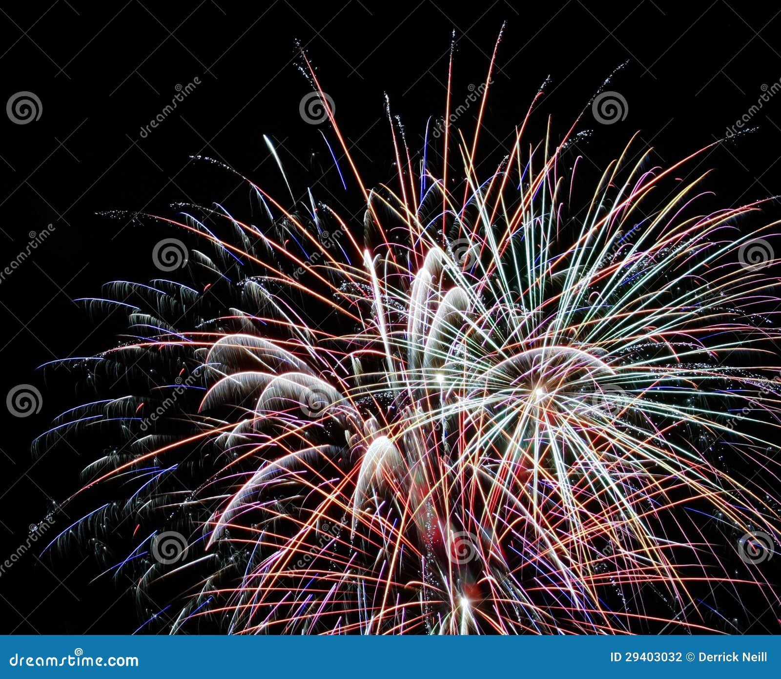 A Night Sky Full of Exploding Fireworks Stock Photo - Image of blue ...