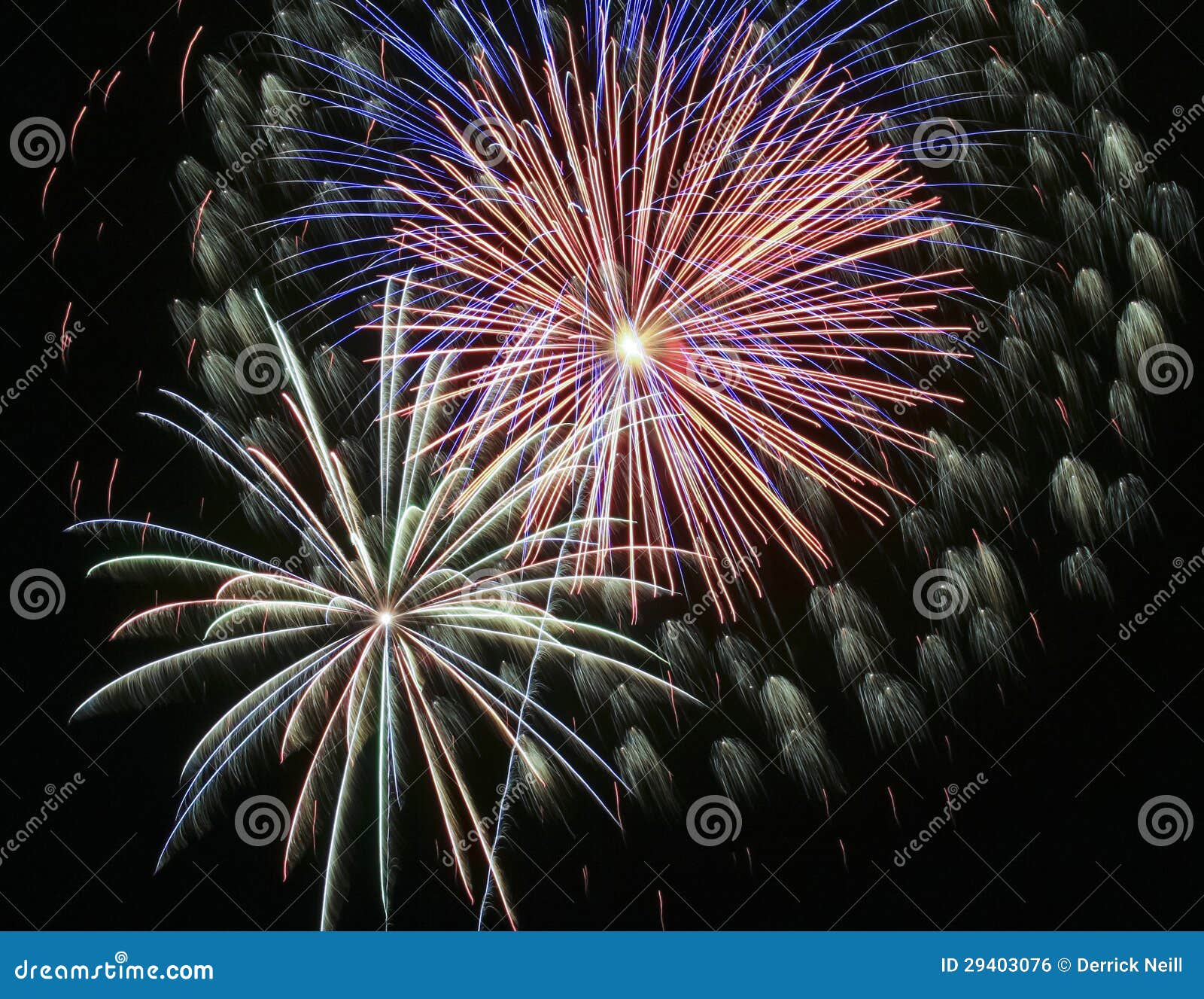 Exploding Fireworks Against A Night Sky Royalty-Free Stock Photography ...