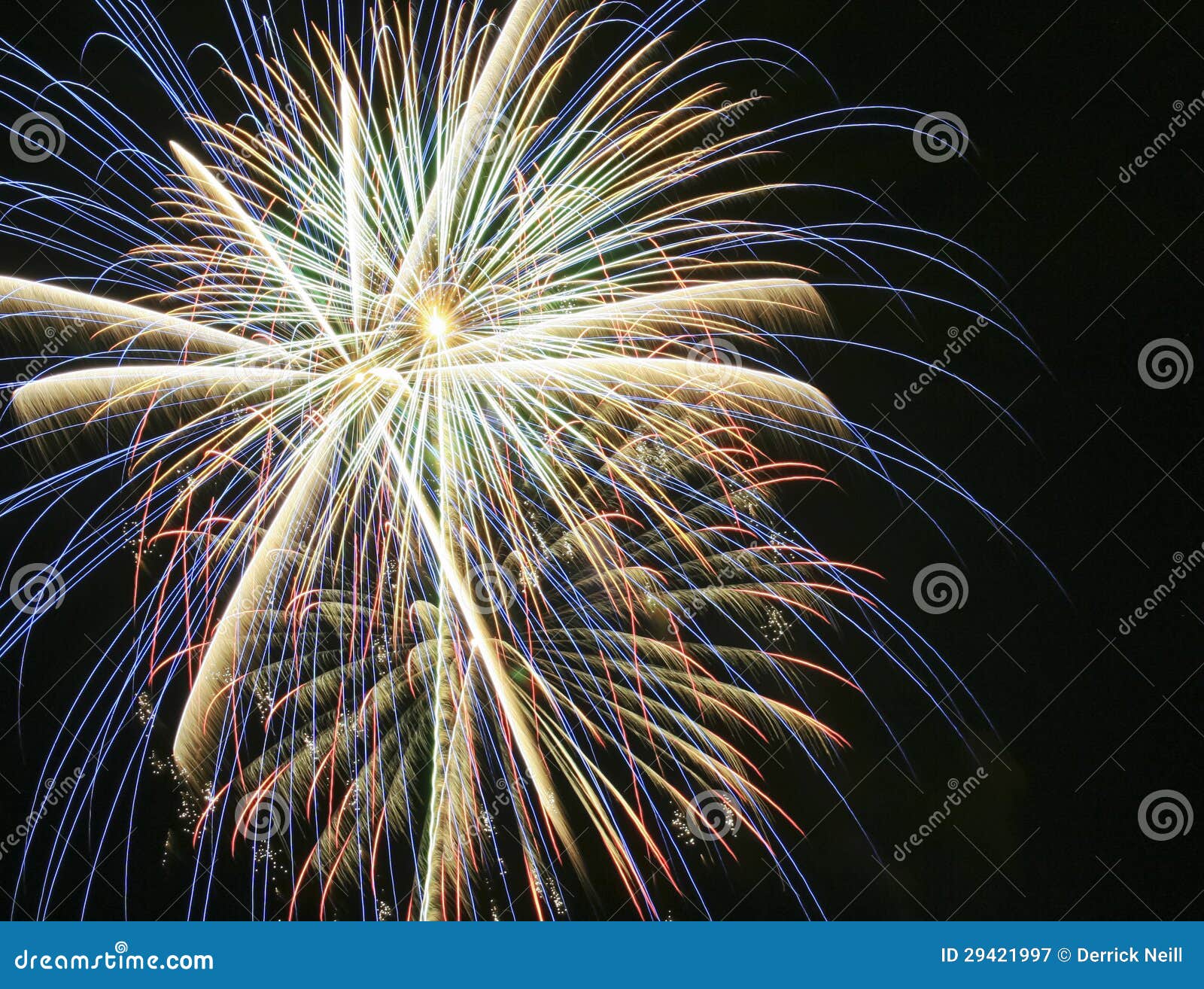 Exploding Fireworks Against A Night Sky Royalty-Free Stock Photography ...