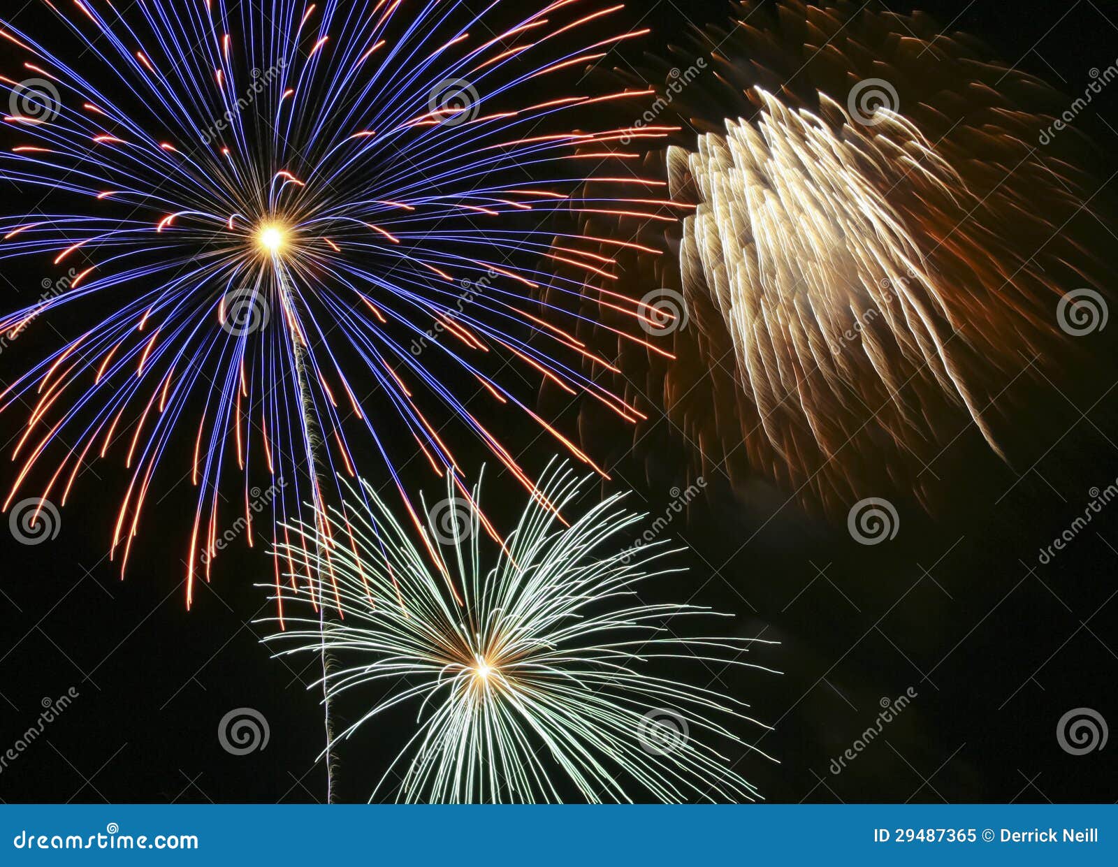 A Night Sky Full of Exploding Fireworks Stock Image - Image of blue ...
