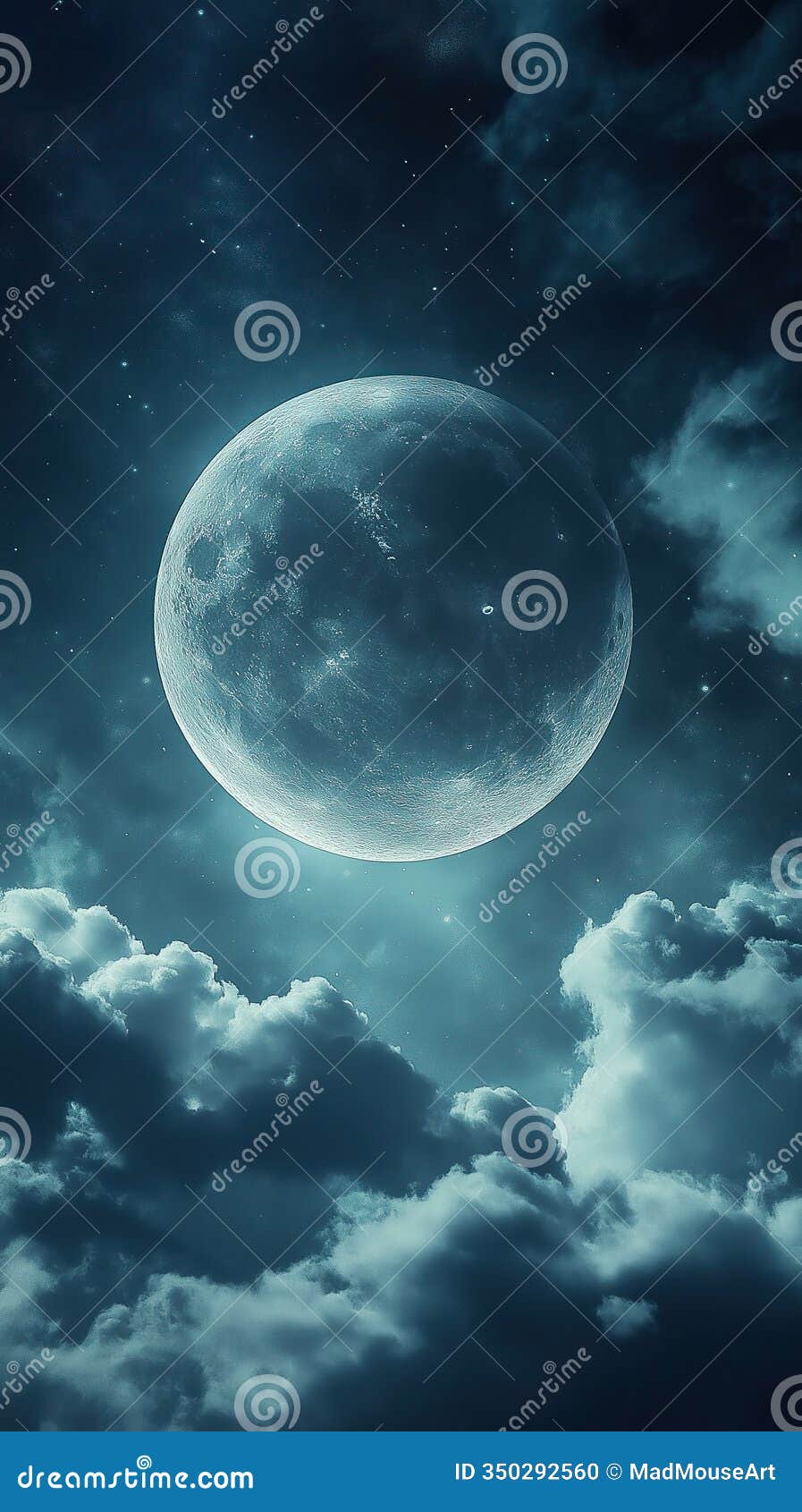 Night Sky with Full Moon and Clouds Stock Illustration - Illustration ...