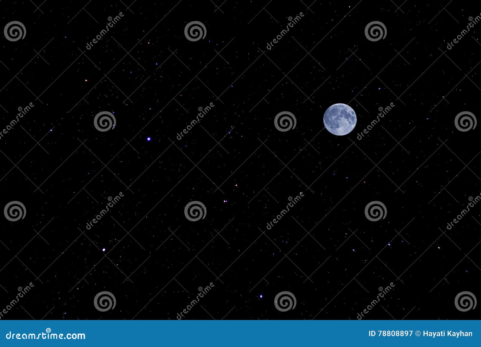 Night Sky, Fullmoon and Stars Stock Image - Image of fusion, light ...