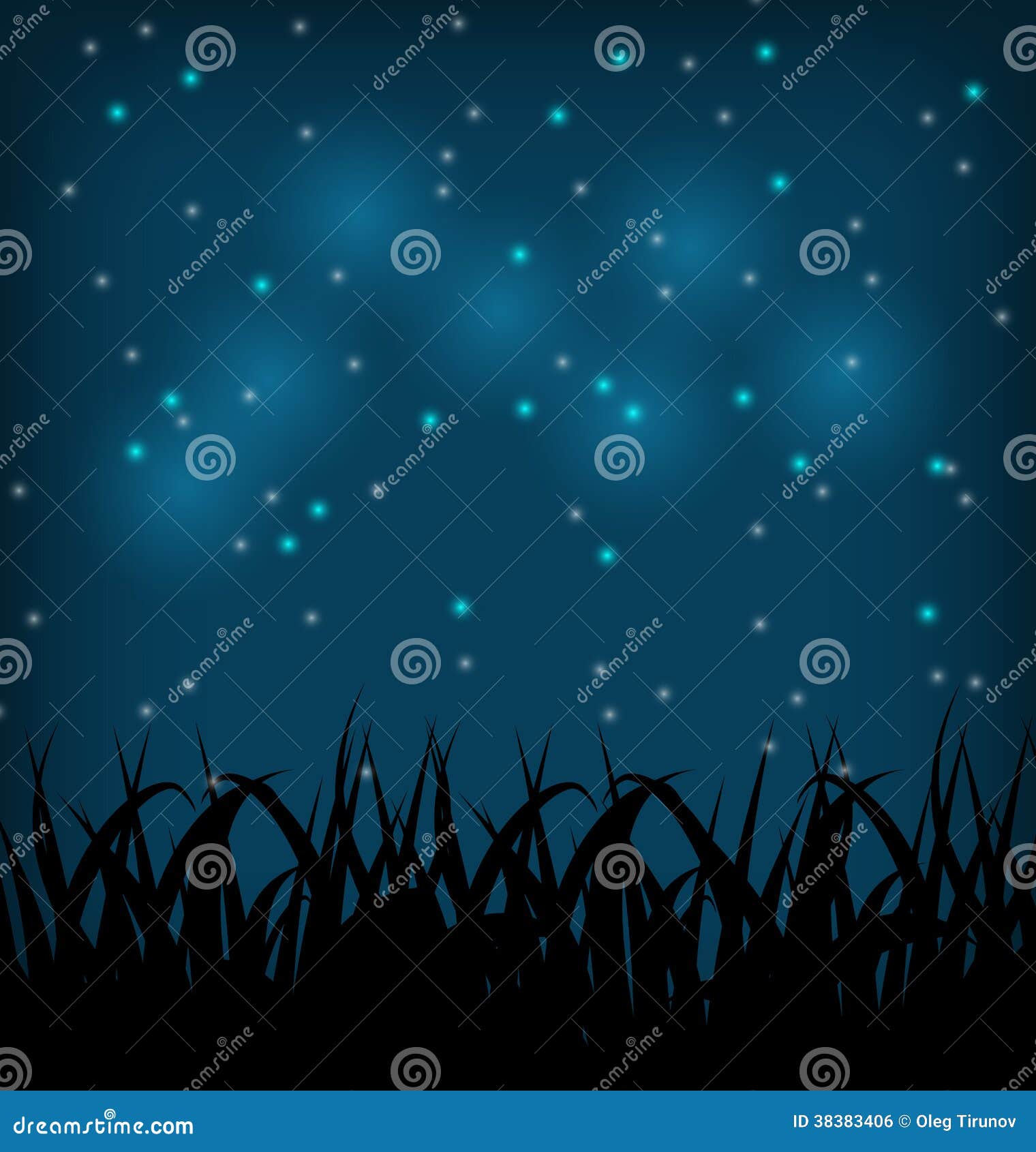 Night sky with grass field stock vector. Illustration of blue - 38383406