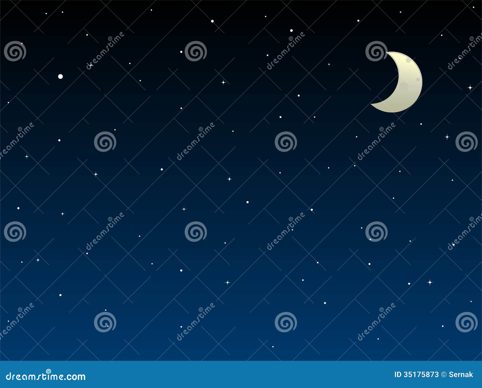 Night sky with half moon stock vector. Illustration of crescent - 35175873