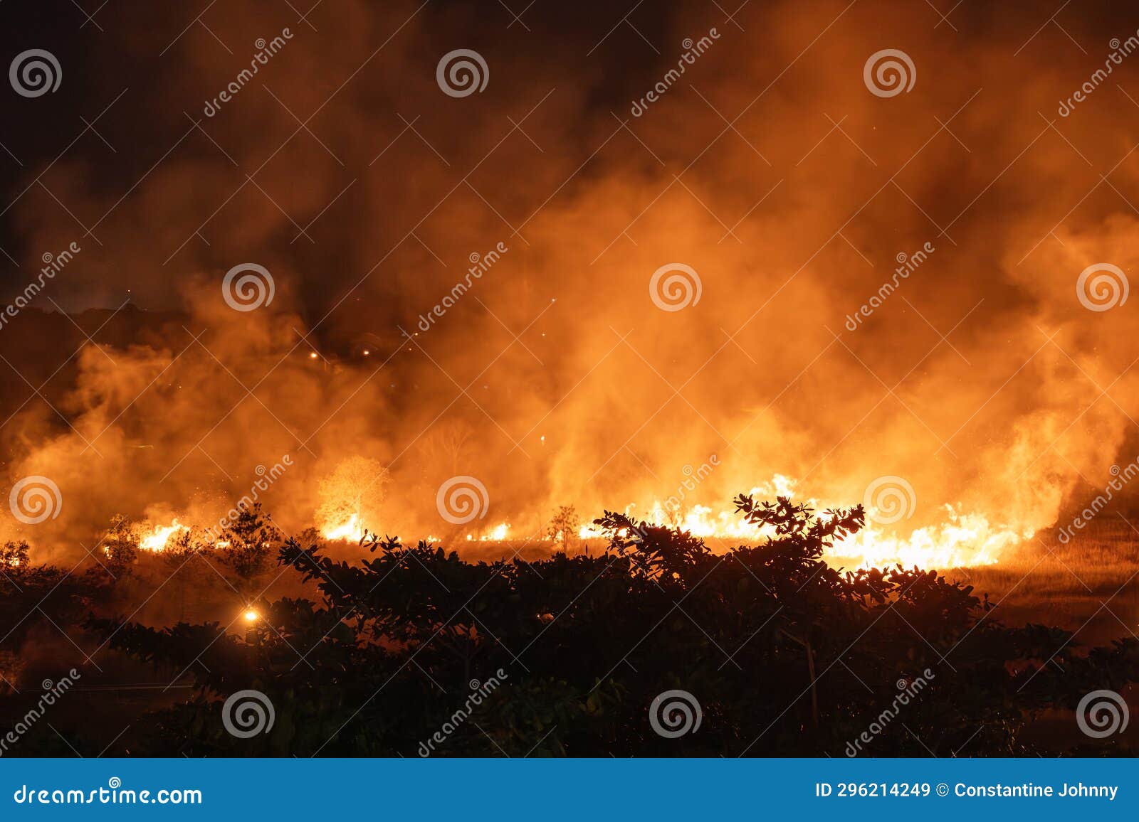 Wildfire Burning in the Distance on a Dark Night Stock Image - Image of ...