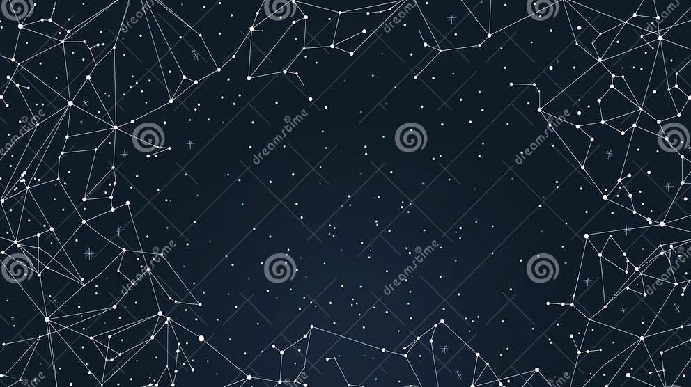 A Night Sky Illustration with a Complex Web of Constellations, Created ...