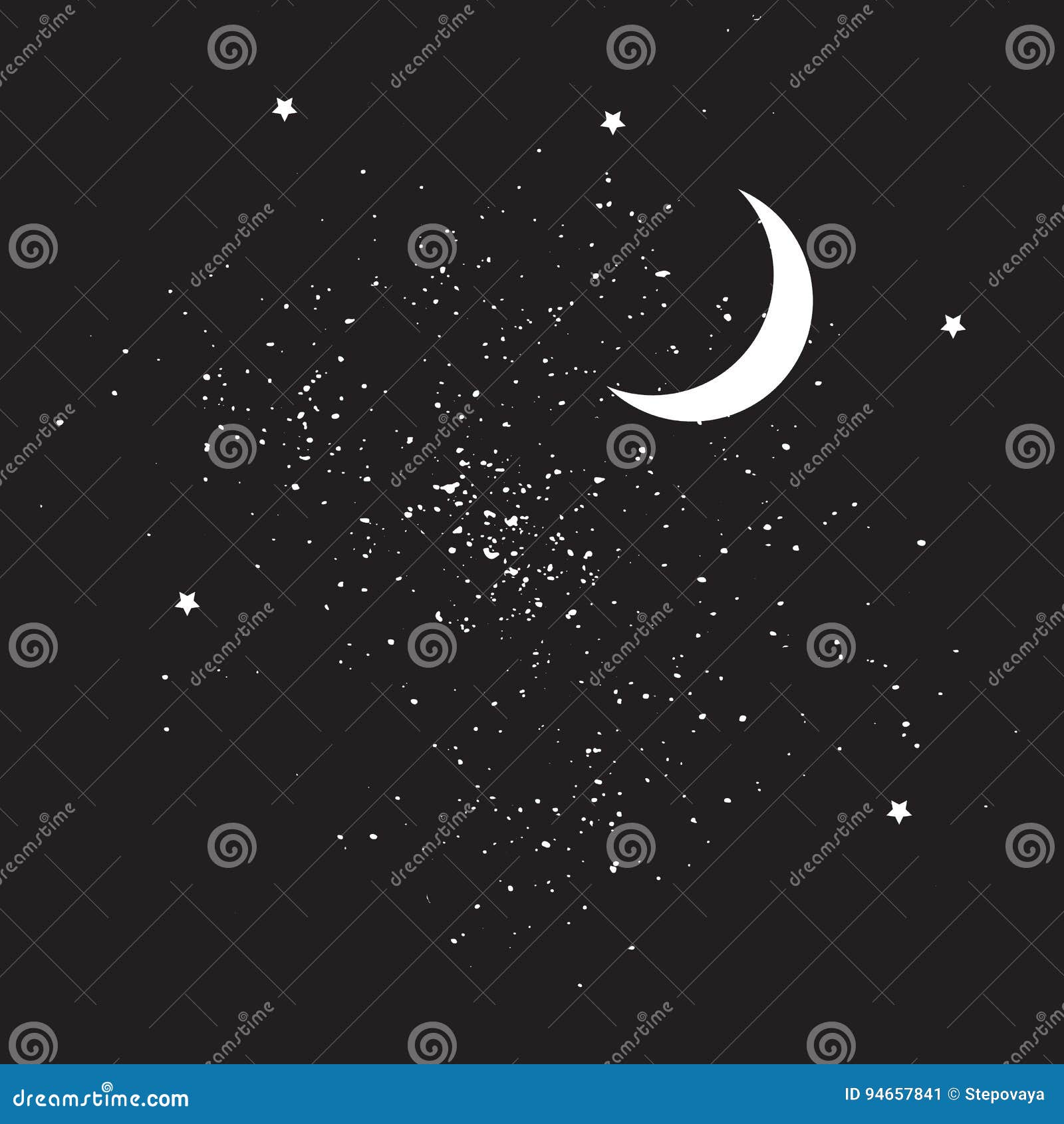 Night Sky Illustration with Cosmic Sky, the Stars and the Moon. Stock ...