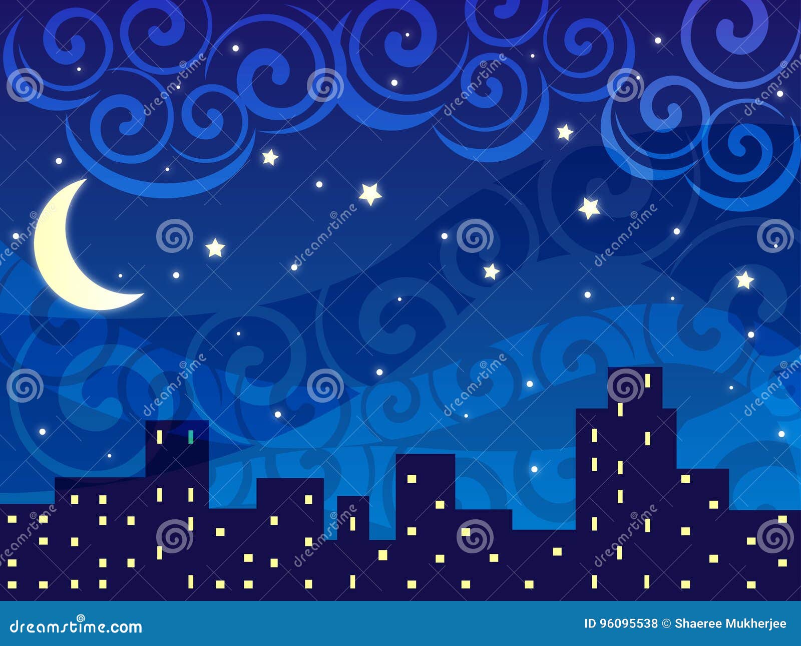 Night Sky Illustration stock vector. Illustration of starry - 96095538