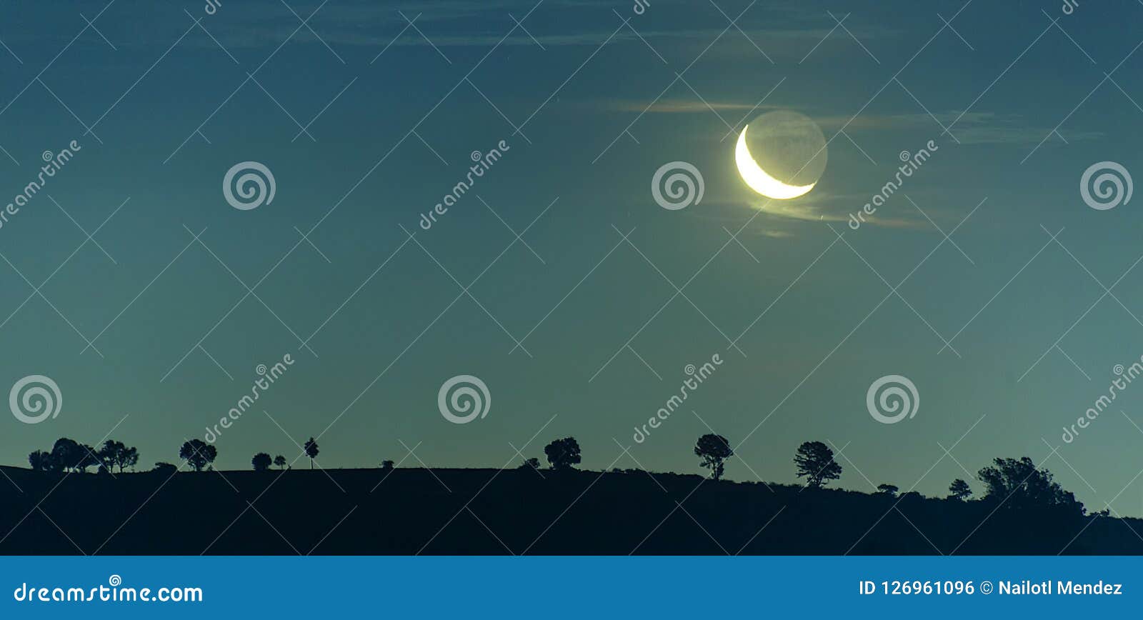 Night Sky Landscape and Moon, Stars, Stock Photo - Image of city, scape ...