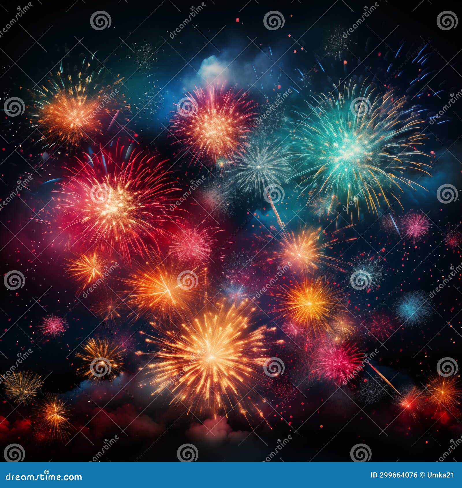 The Night Sky with the Launch of Colorful Fireworks Stock Illustration ...