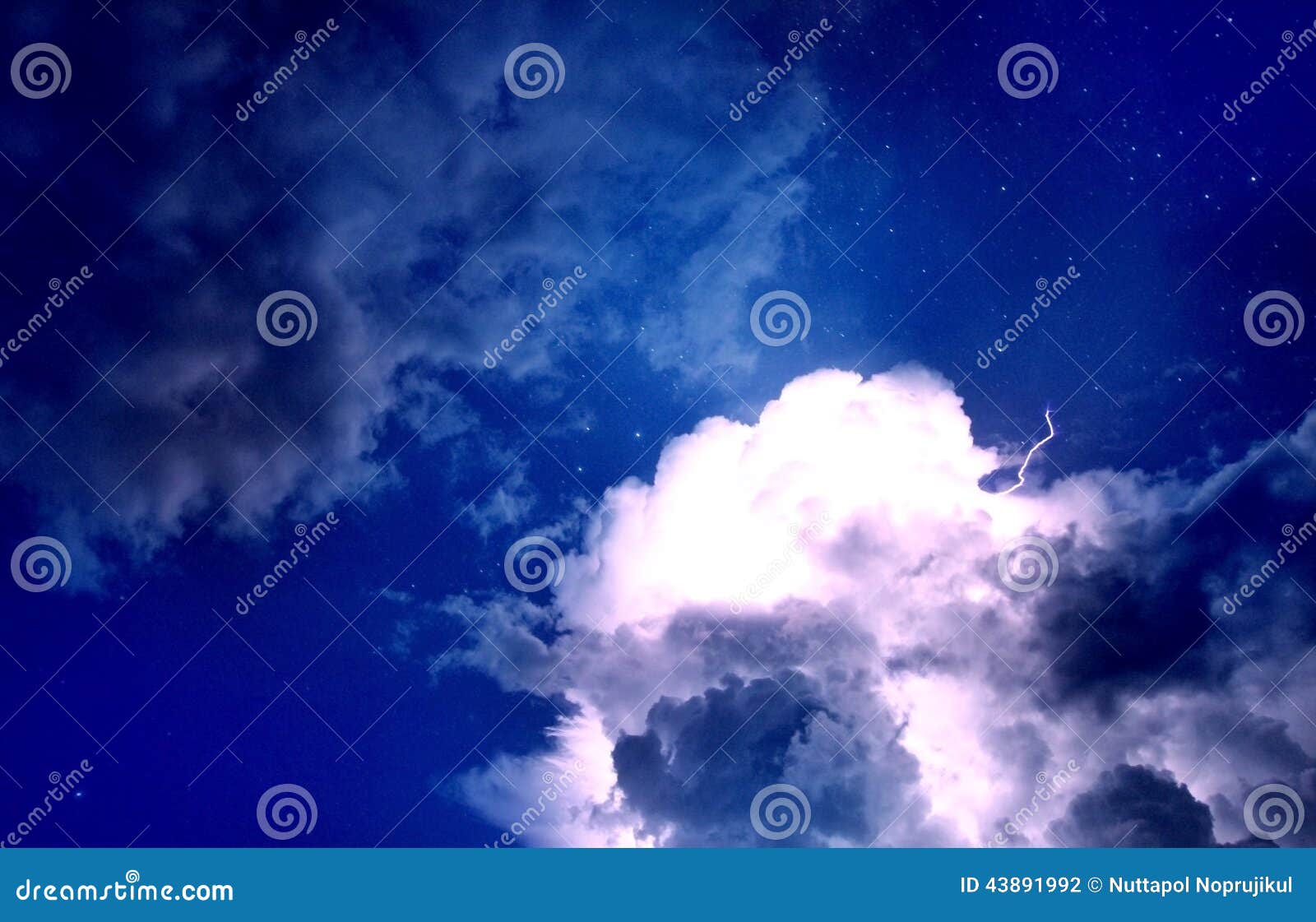 Night Sky with Lightning and Stars. Stock Photo - Image of fantasy ...