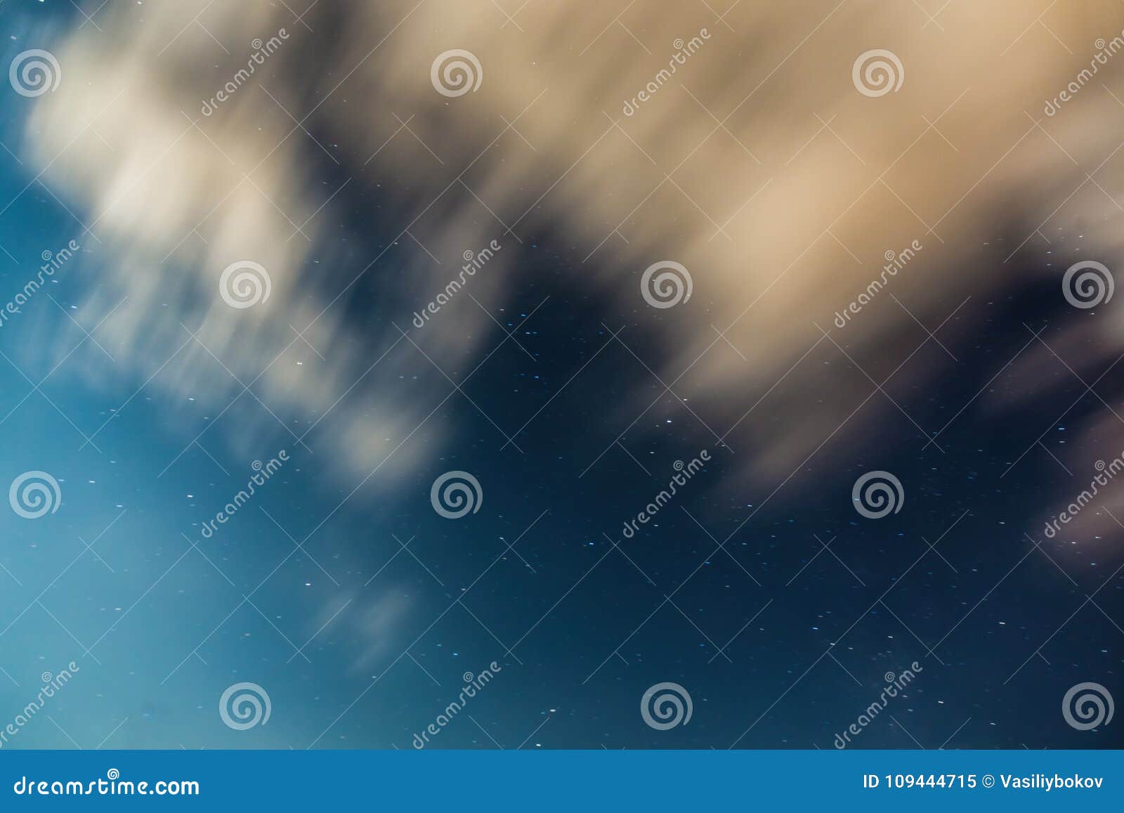 Night Sky Magic Cloud. Infinity Blue Background and Shining Stars Stock ...