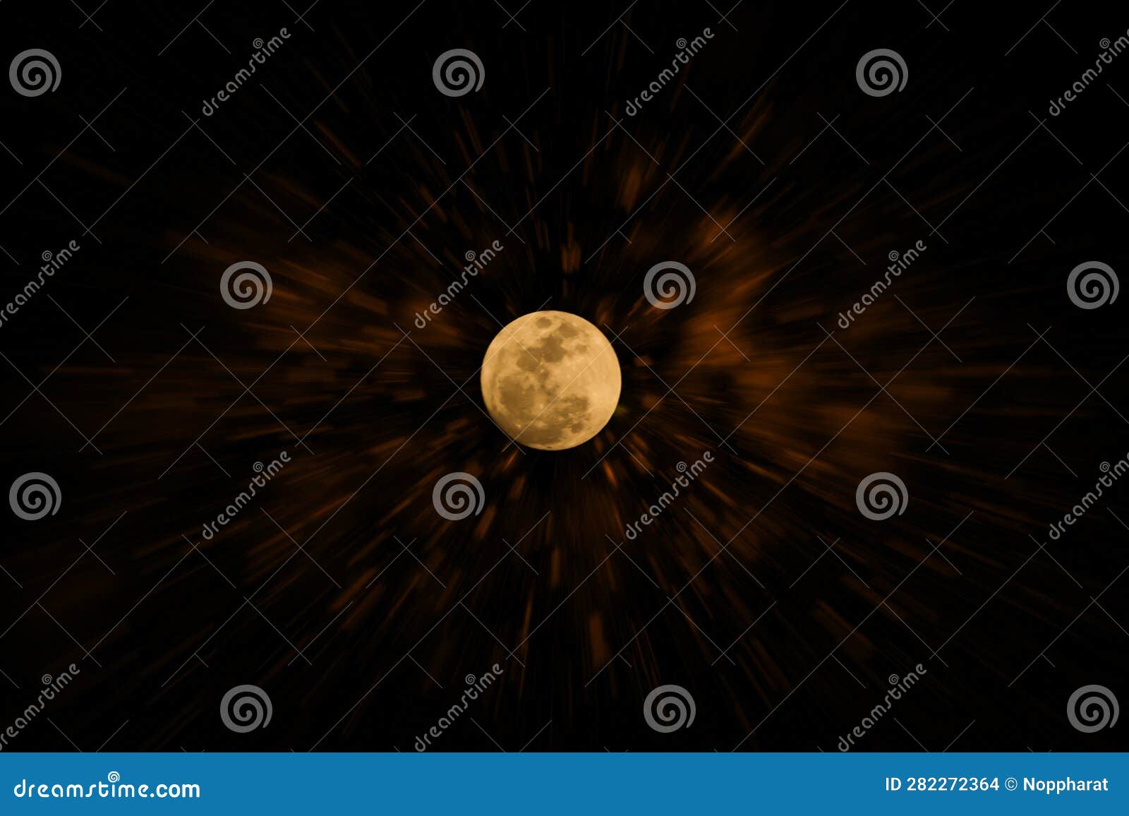 Night Sky and Orange Full Moon Stock Illustration - Illustration of ...