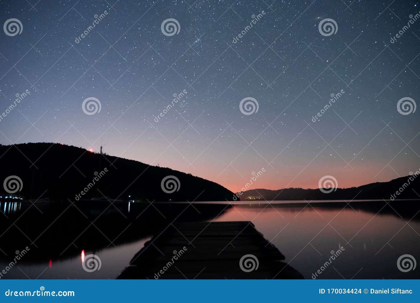 Night sky over the lake stock photo. Image of galaxy - 170034424