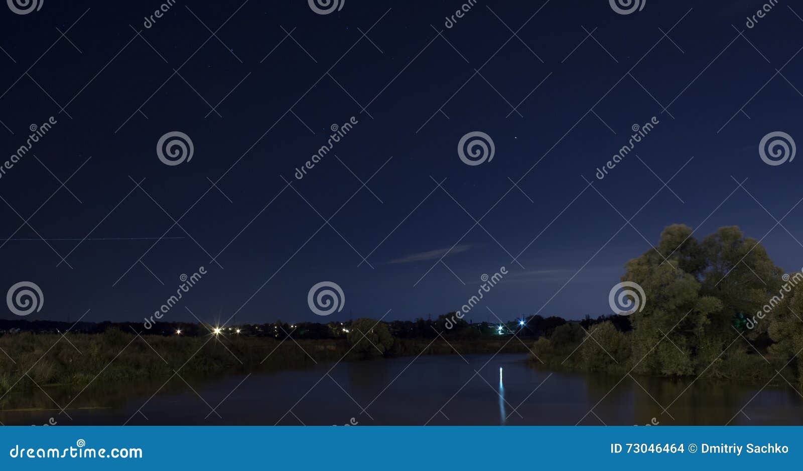 The Night Sky Over the River. Stock Photo - Image of dark, twilight ...