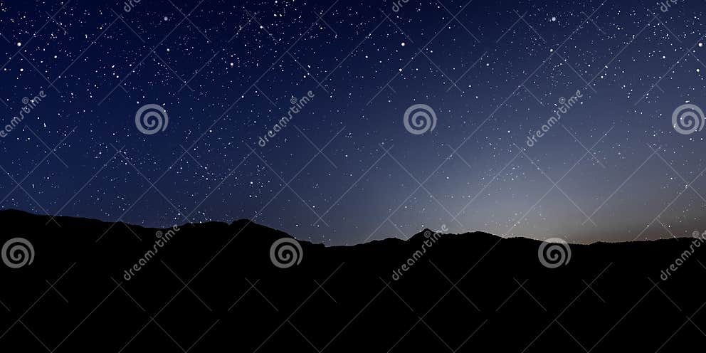 A Night Sky Panorama with Stars and Moon Stock Image - Image of ...