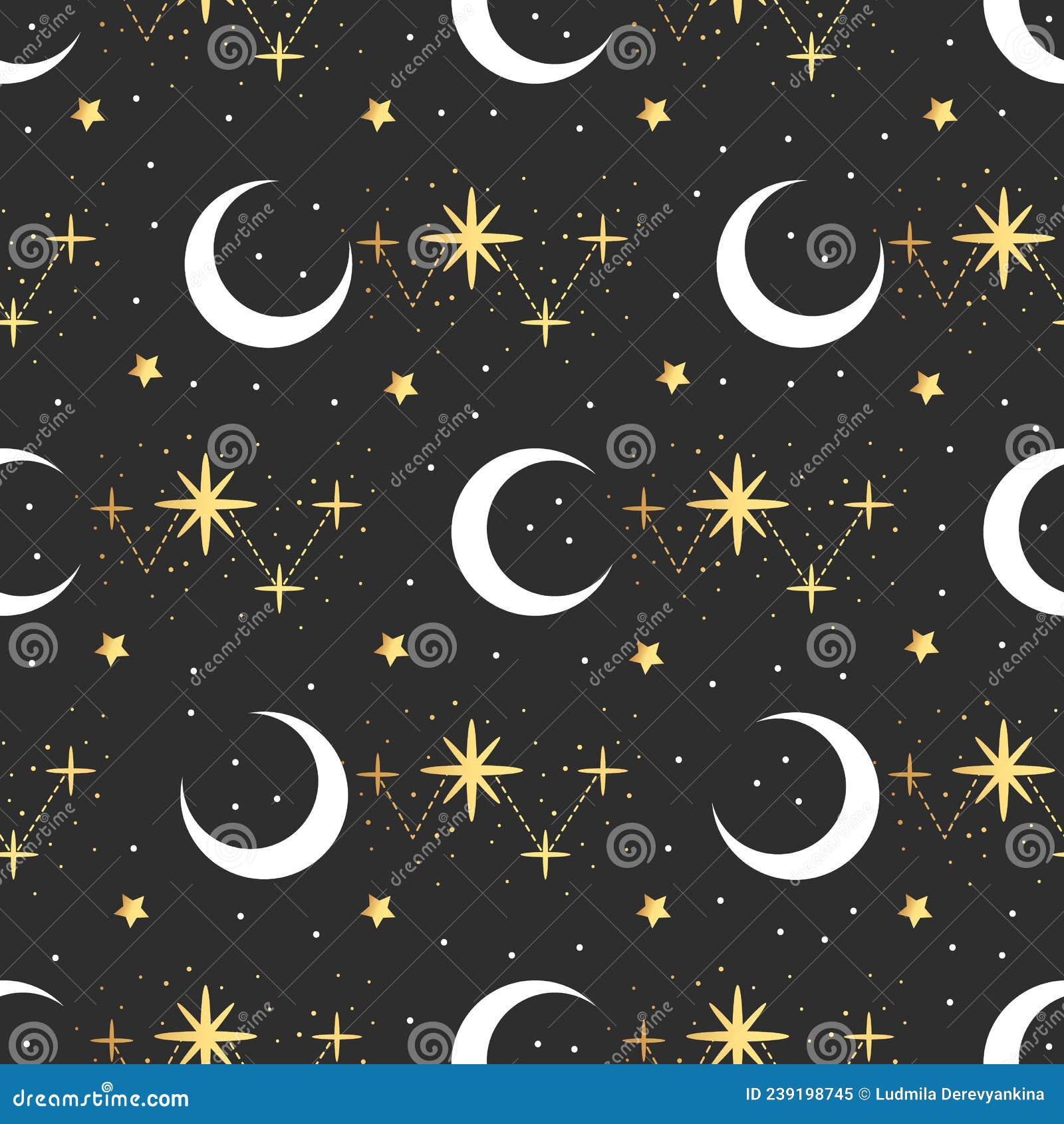 Night Sky Pattern. Vector Magic Seamless Pattern Stock Vector ...