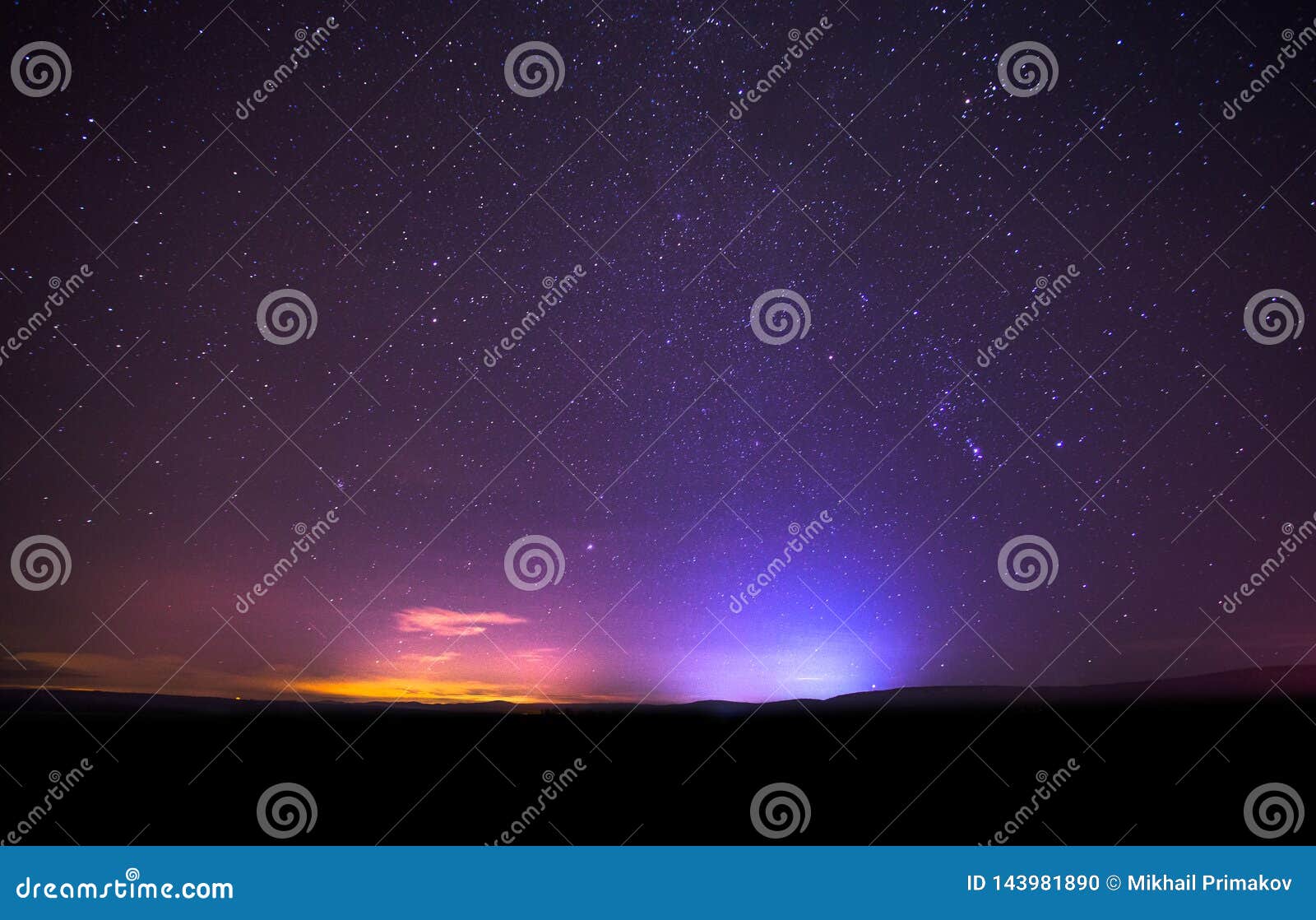 Night sky with shiny stars stock photo. Image of glowing - 143981890