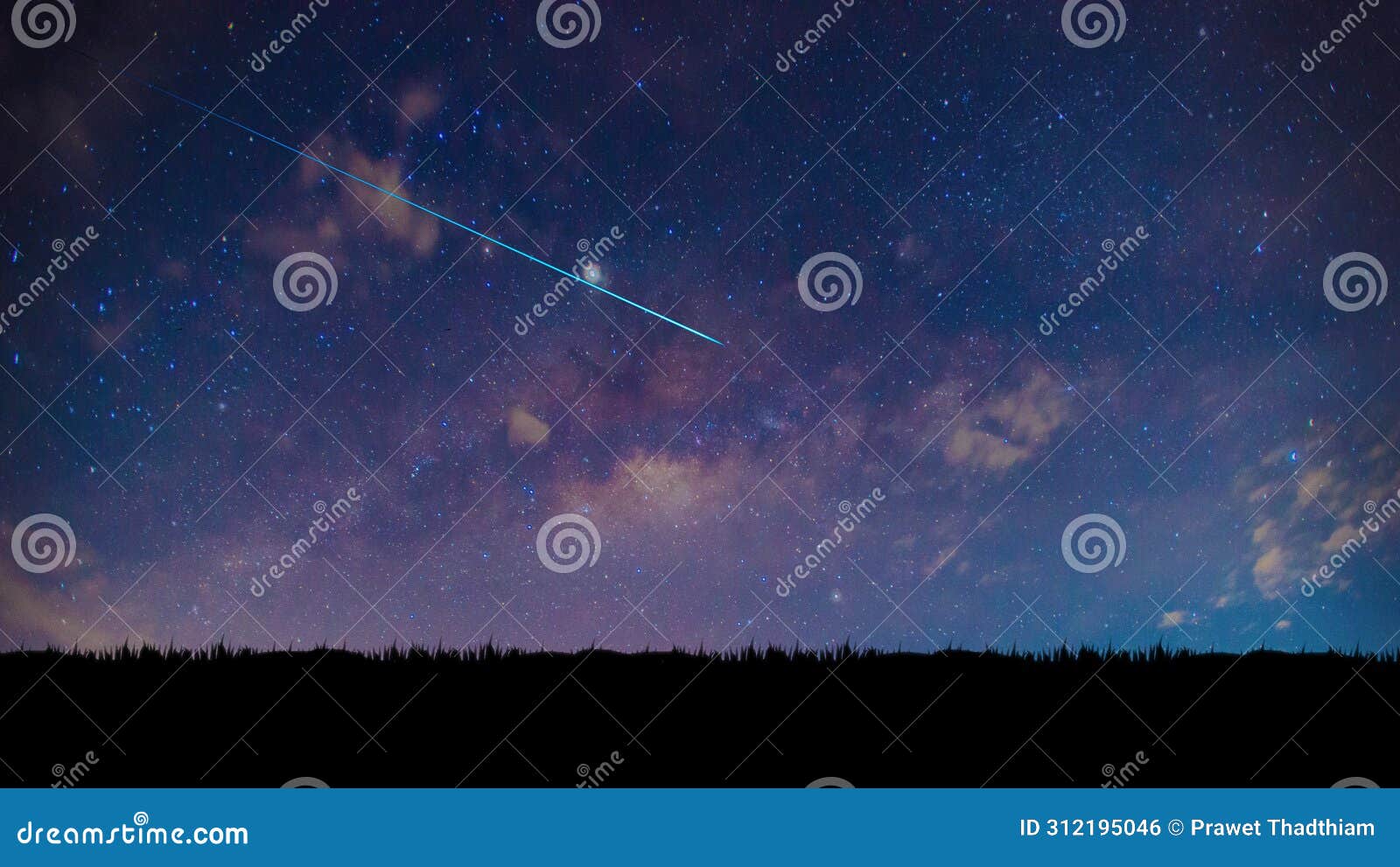 Night Sky. Stardust in Deep Universe.a Meteor is Falling from the Sky ...