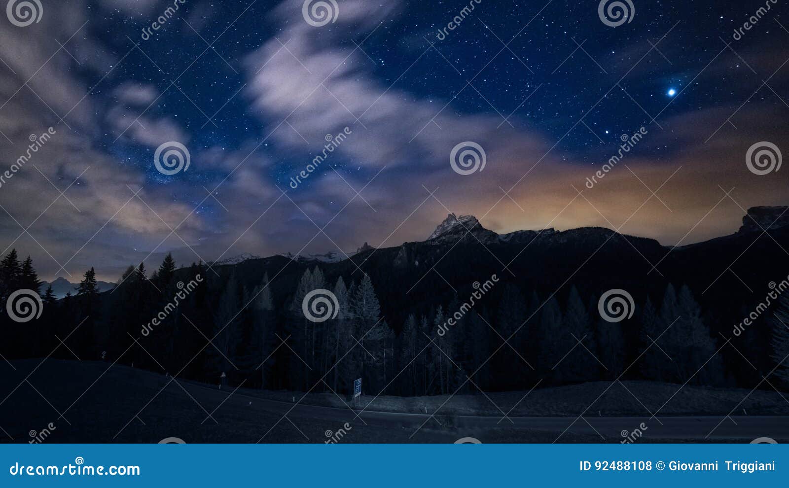 Night Sky Stars and Clouds Over Mountains. Stars Sky Stock Photo ...