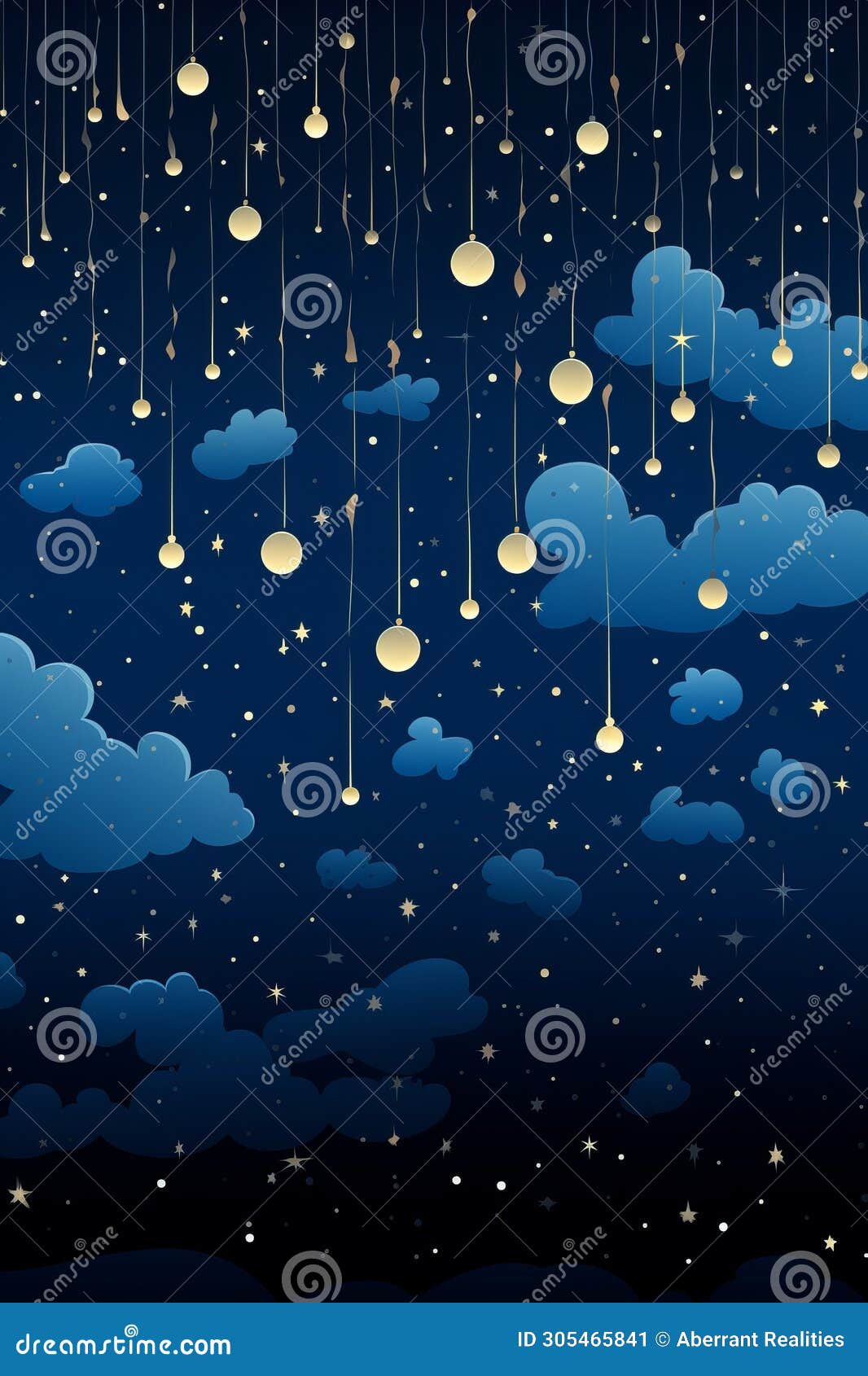 Night Sky with Stars Clouds and Raindrops Vector Illustration Stock ...
