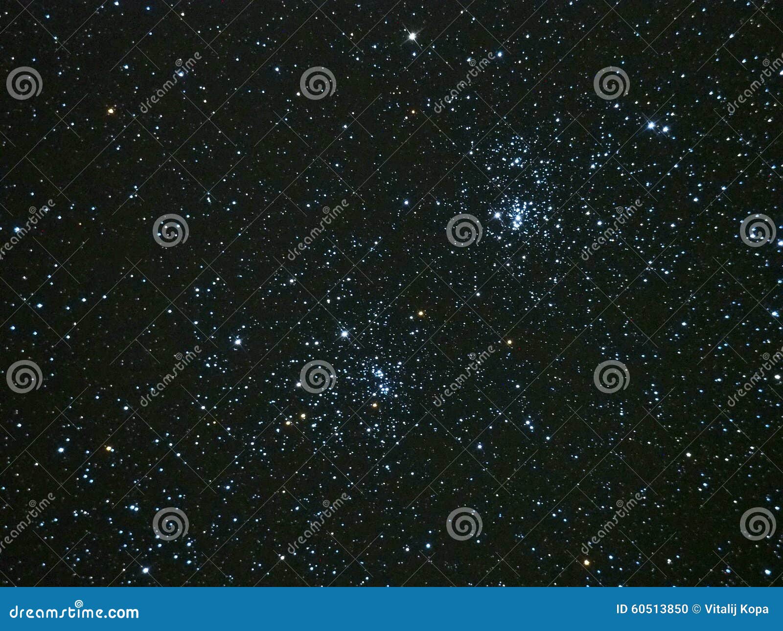 Star Field with Double Cluster Stars in Perseus Constellation Night Sky ...