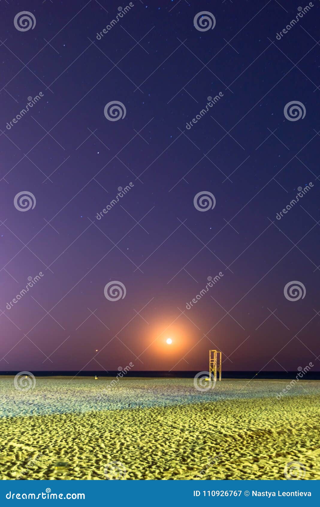 Night Sky with Stars and Sand Beach Stock Image - Image of dusk, night ...