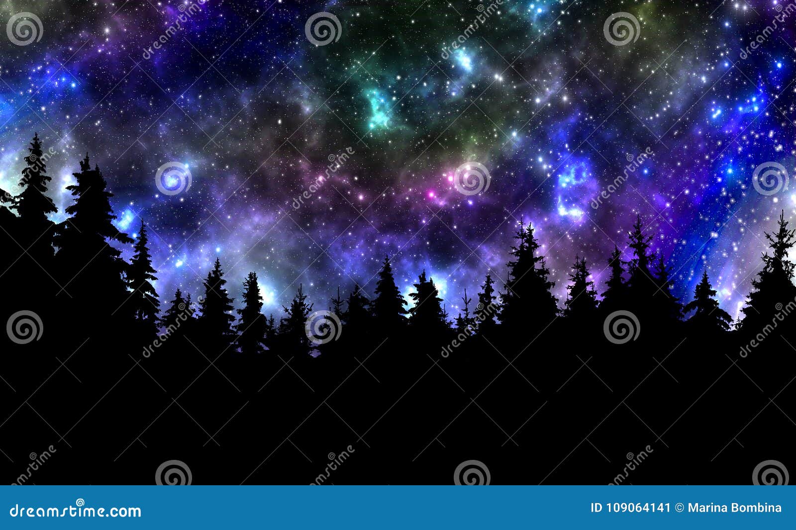 Night Sky with Stars and Trees Nature Background Stock Image - Image of ...
