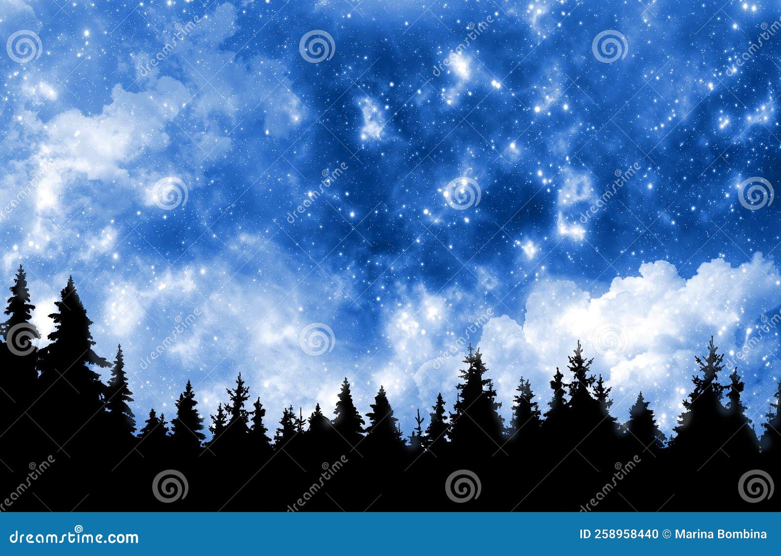 Night Sky with Stars and Trees Nature Background Stock Photo - Image of ...