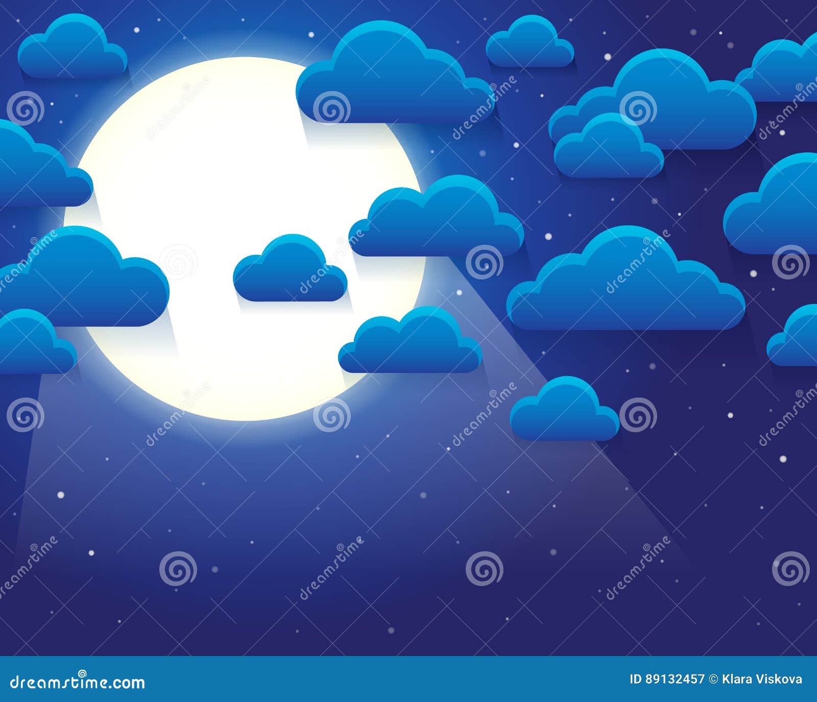 Night Sky with Stylized Clouds Theme 1 Stock Vector - Illustration of ...