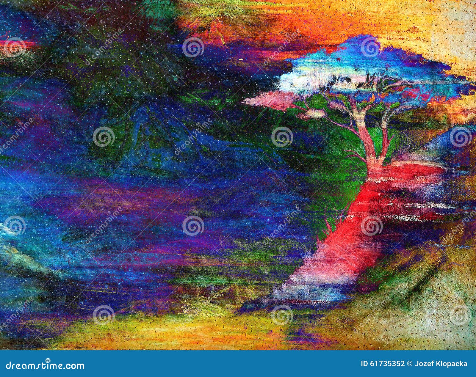 Night Sky with Trees. Color Effect Collage Stock Illustration ...