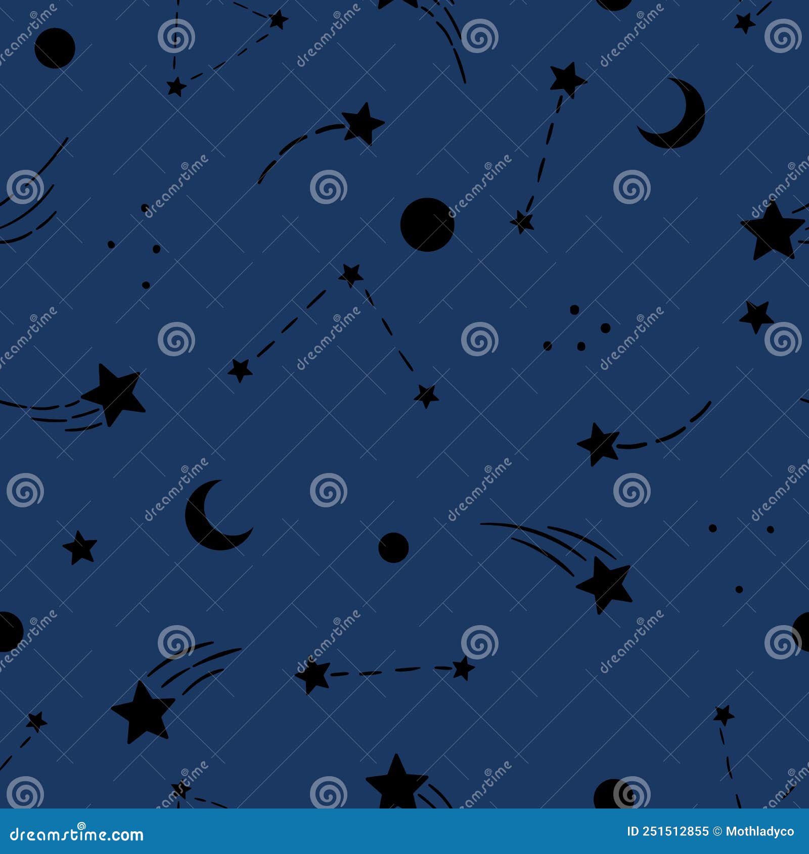 Night Sky Vector Pattern with Shooting Stars Stock Vector ...