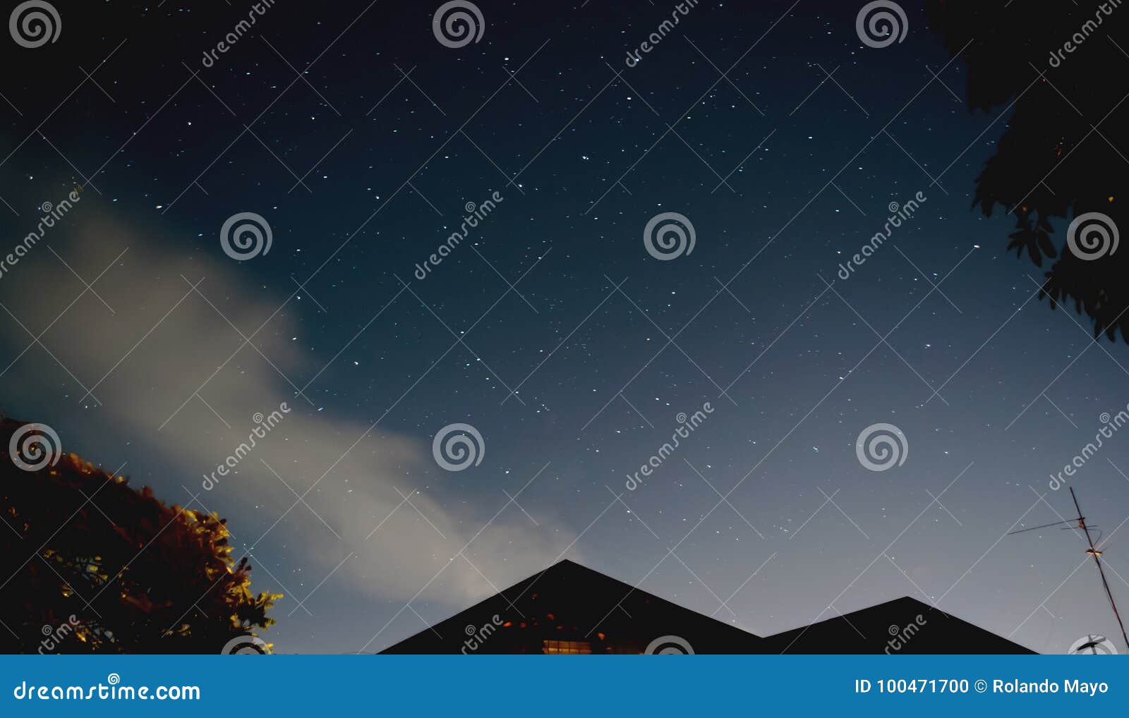 Night Sky View Over the House Roof Stock Photo - Image of triangle ...