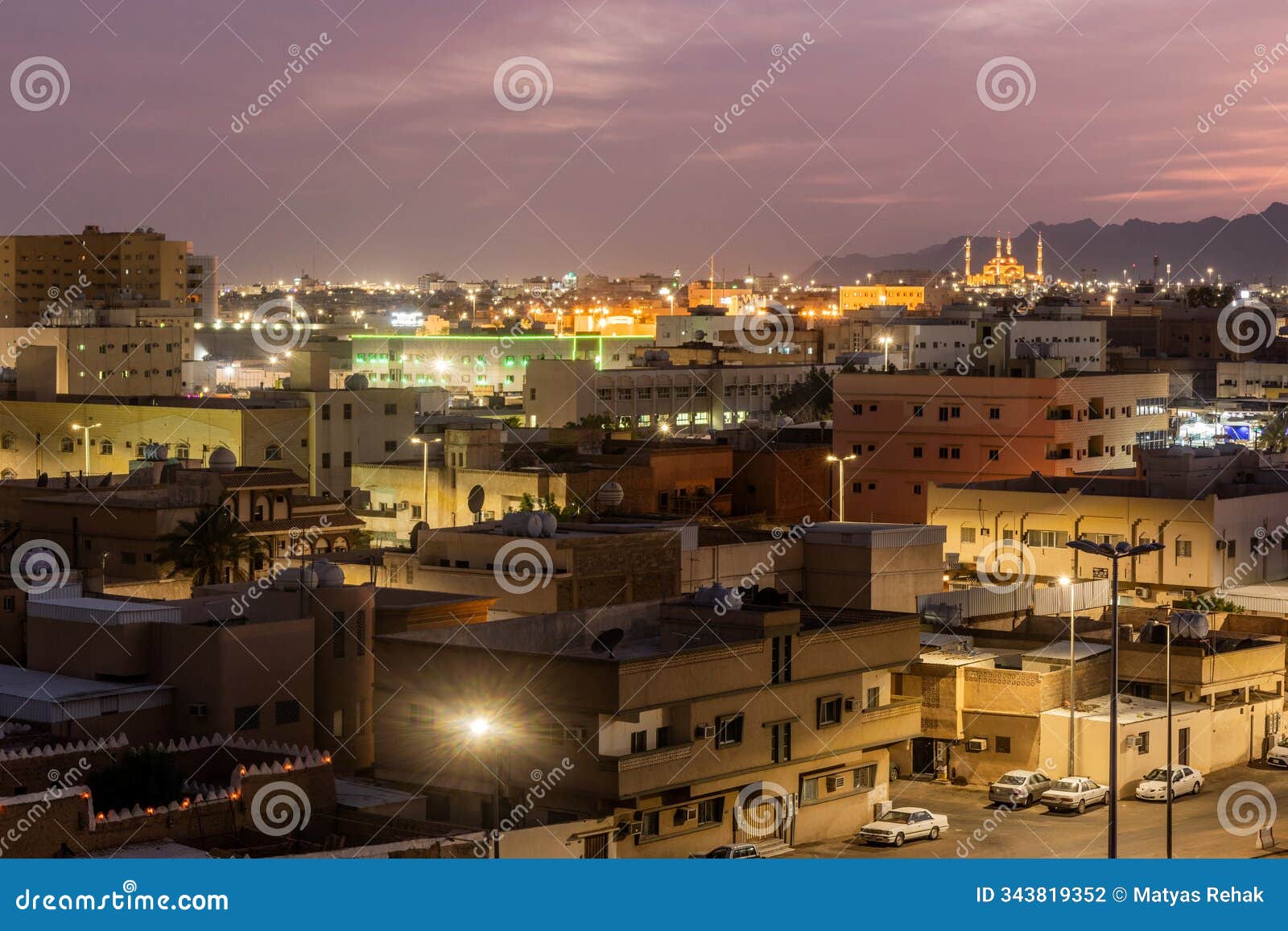 Night Skyline of Ha Il, Saudi Arab Stock Photo - Image of view, hill ...