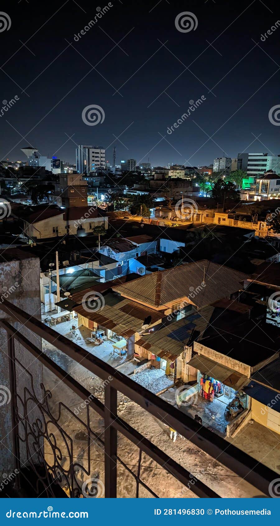 Night Skyline at Night Rooftop Stock Photo - Image of rooftop, city ...