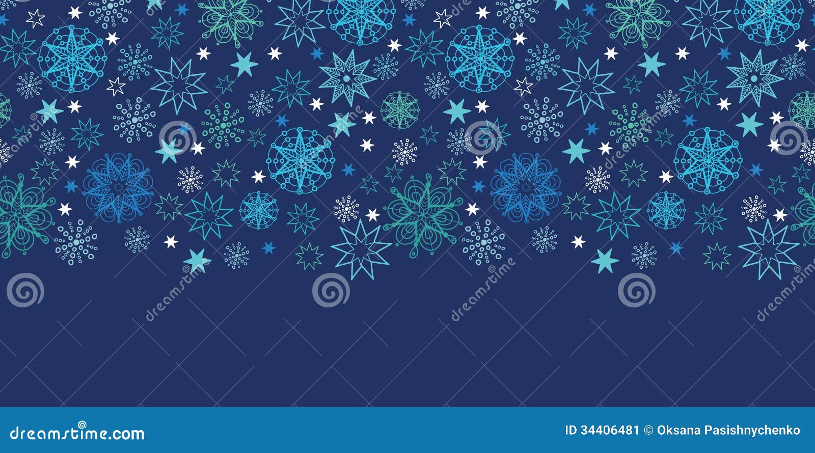 Night Snowflakes Horizontal Border Frame Seamless Cartoon Vector ...