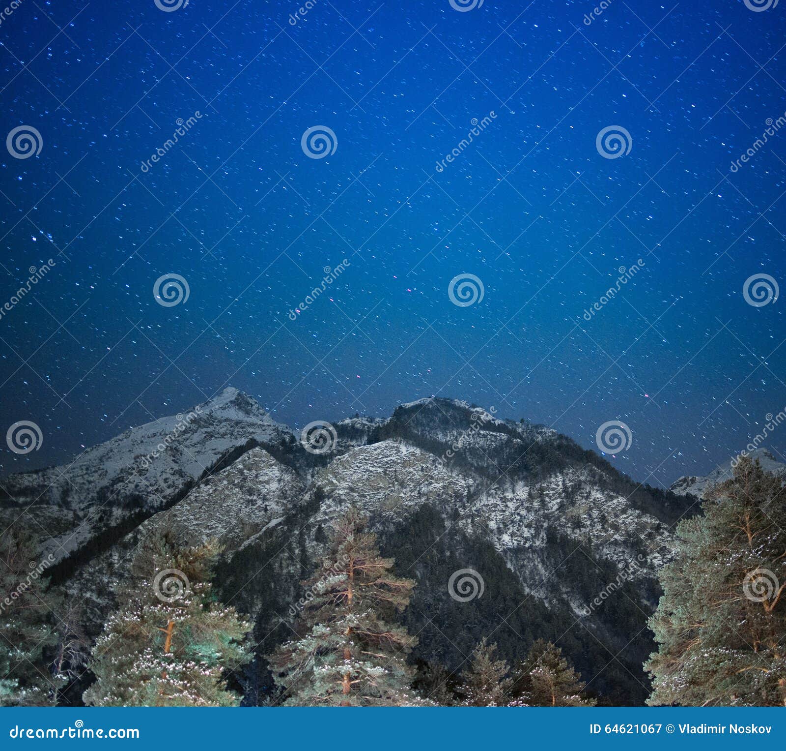 Night in the Snowy Mountains Stock Image - Image of mountains, blue ...
