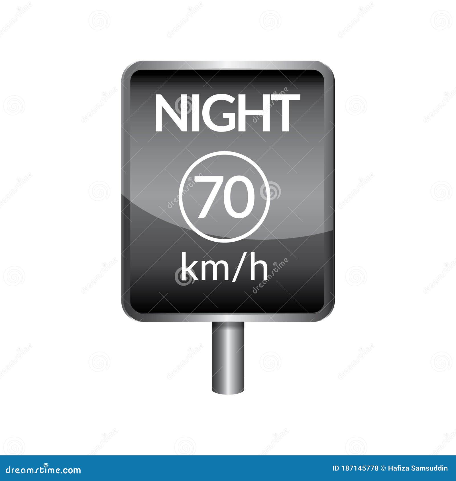 Night Speed Limit 70 Signboard. Vector Illustration Decorative Design ...