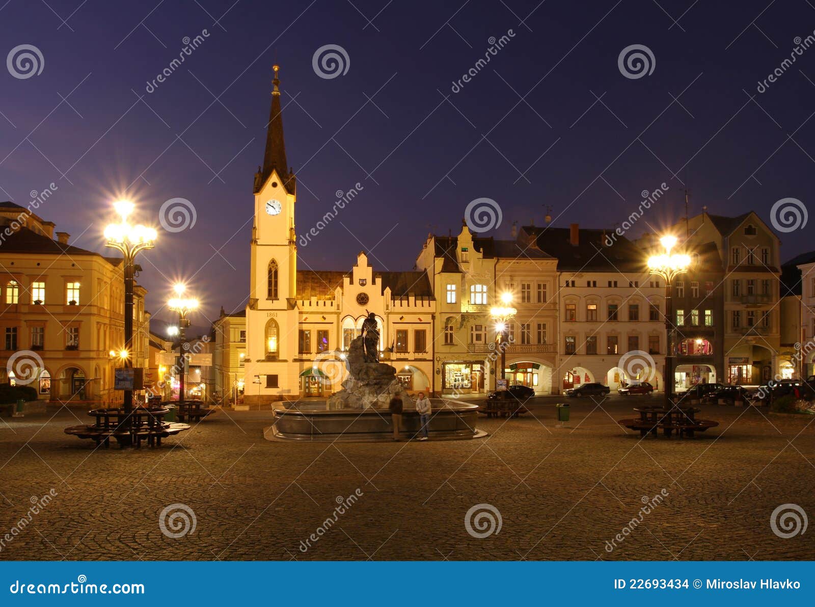 Night square stock photo. Image of pavement, seat, statue - 22693434
