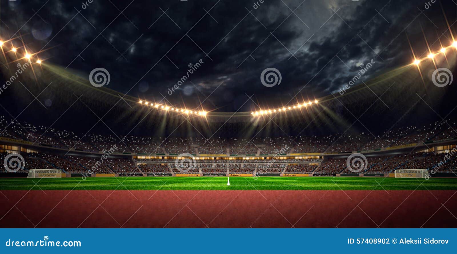 Night Stadium Arena Soccer Field Stock Illustration - Illustration of ...