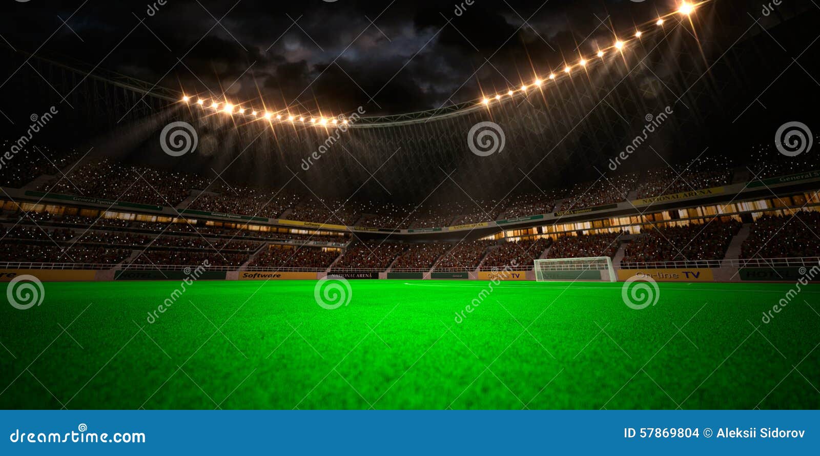 Night Stadium Arena Soccer Field Stock Photo - Image of render, space ...