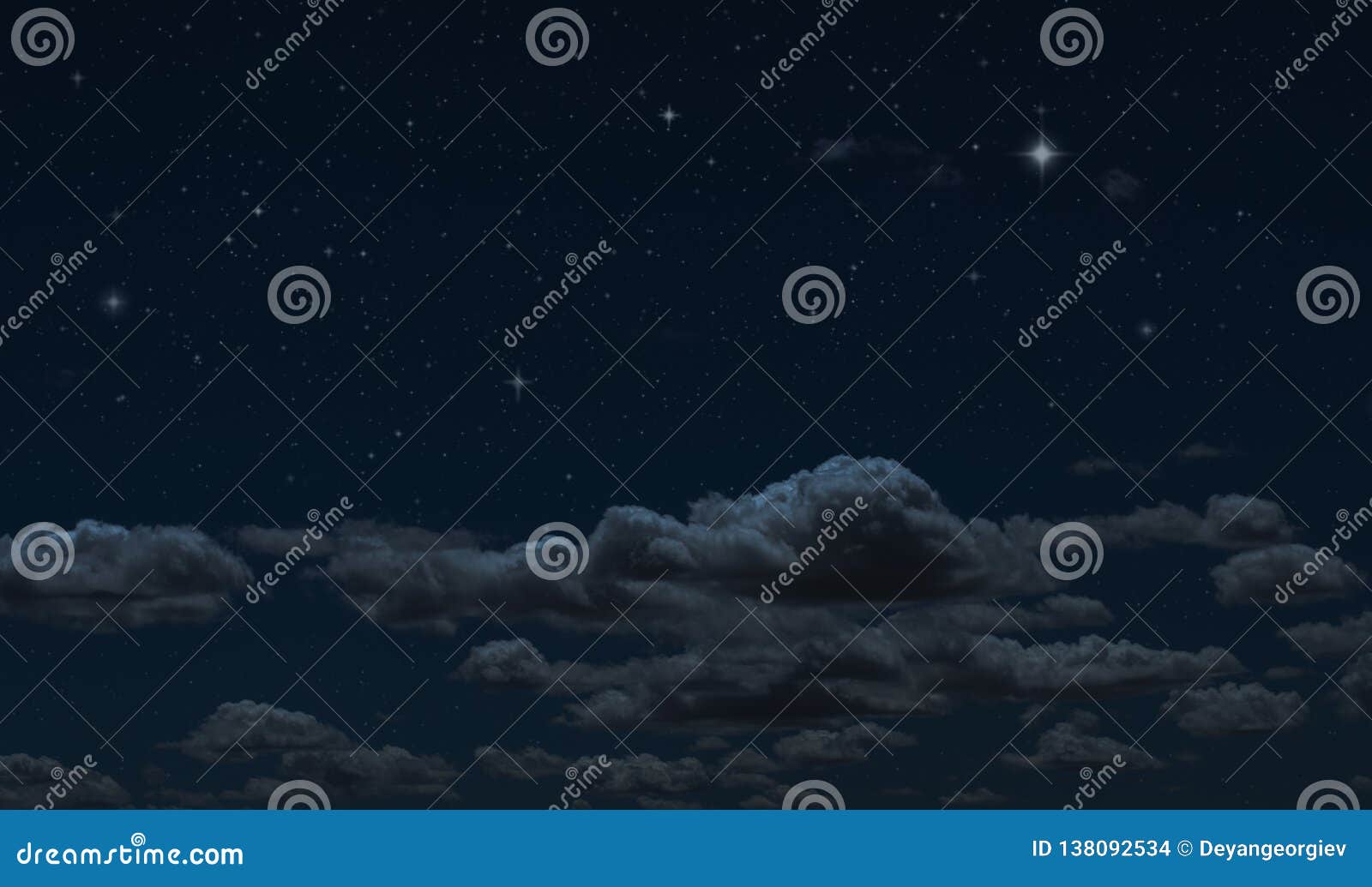 Night Starry Sky and Clouds. Moonlight Dark Background and Stars in the ...