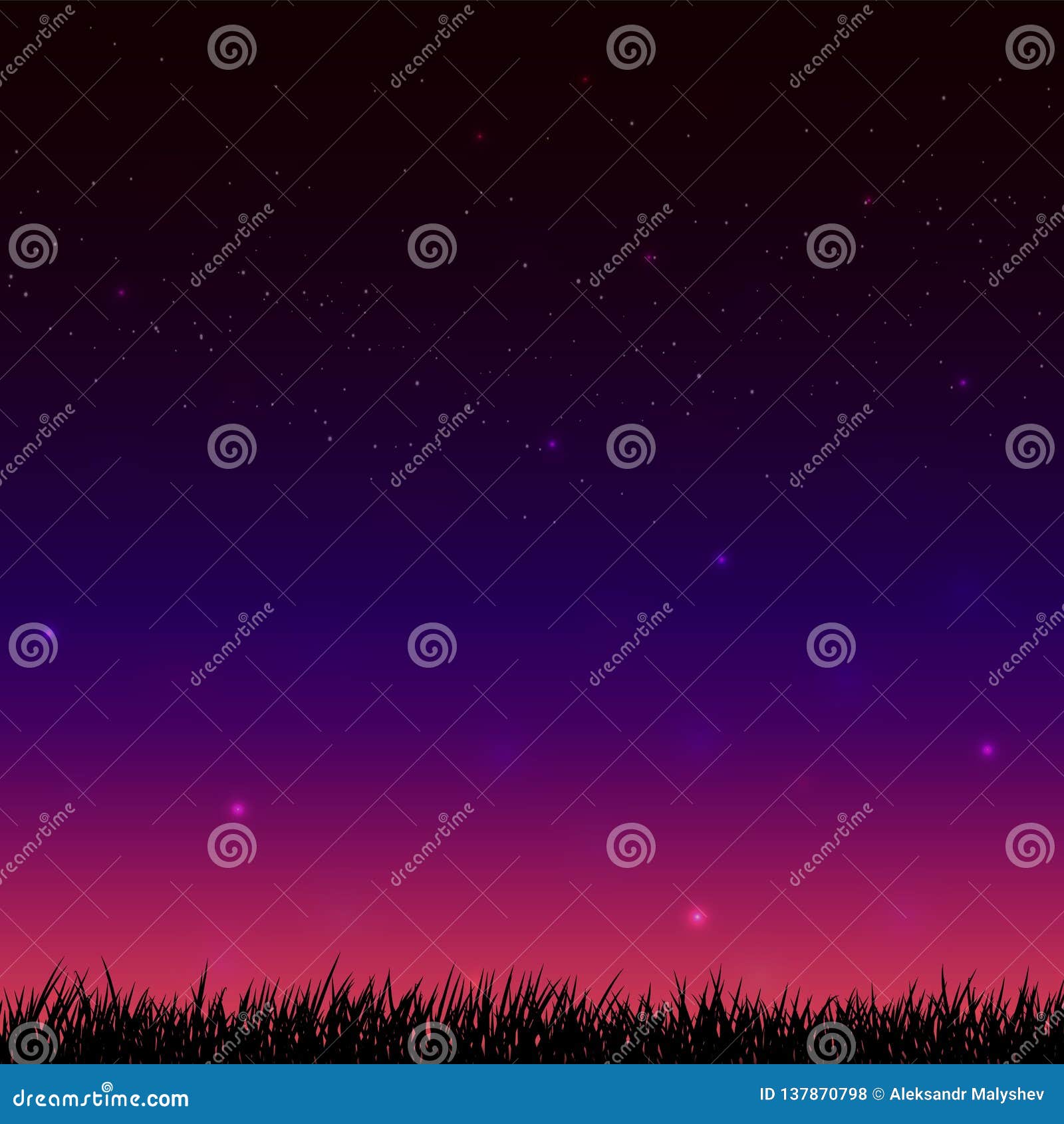 Night Starry Sky and Dark Grass Ground Silhoutte Background Stock ...