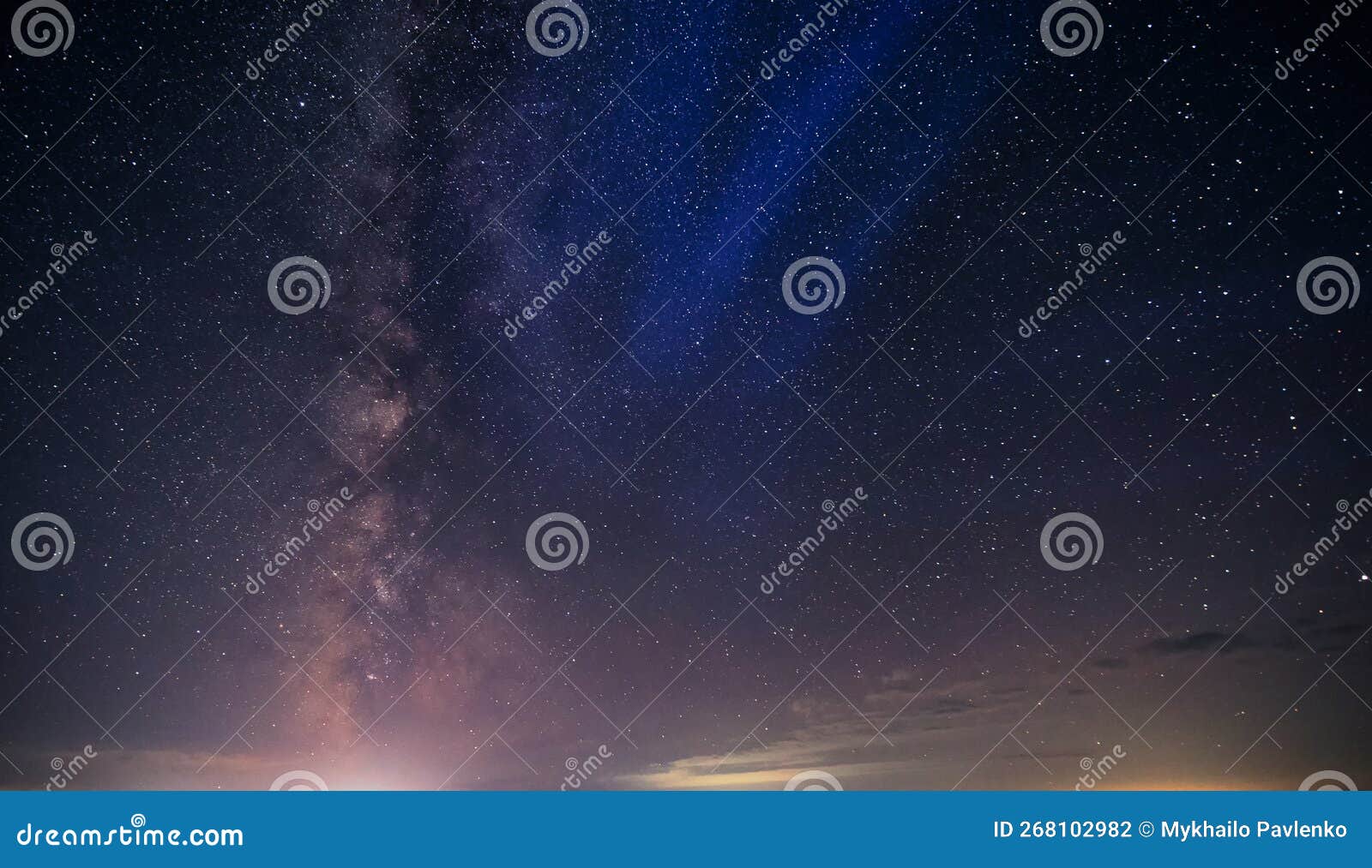 Night Starry Sky, Milky Way and Ray of Light. Stock Photo - Image of ...