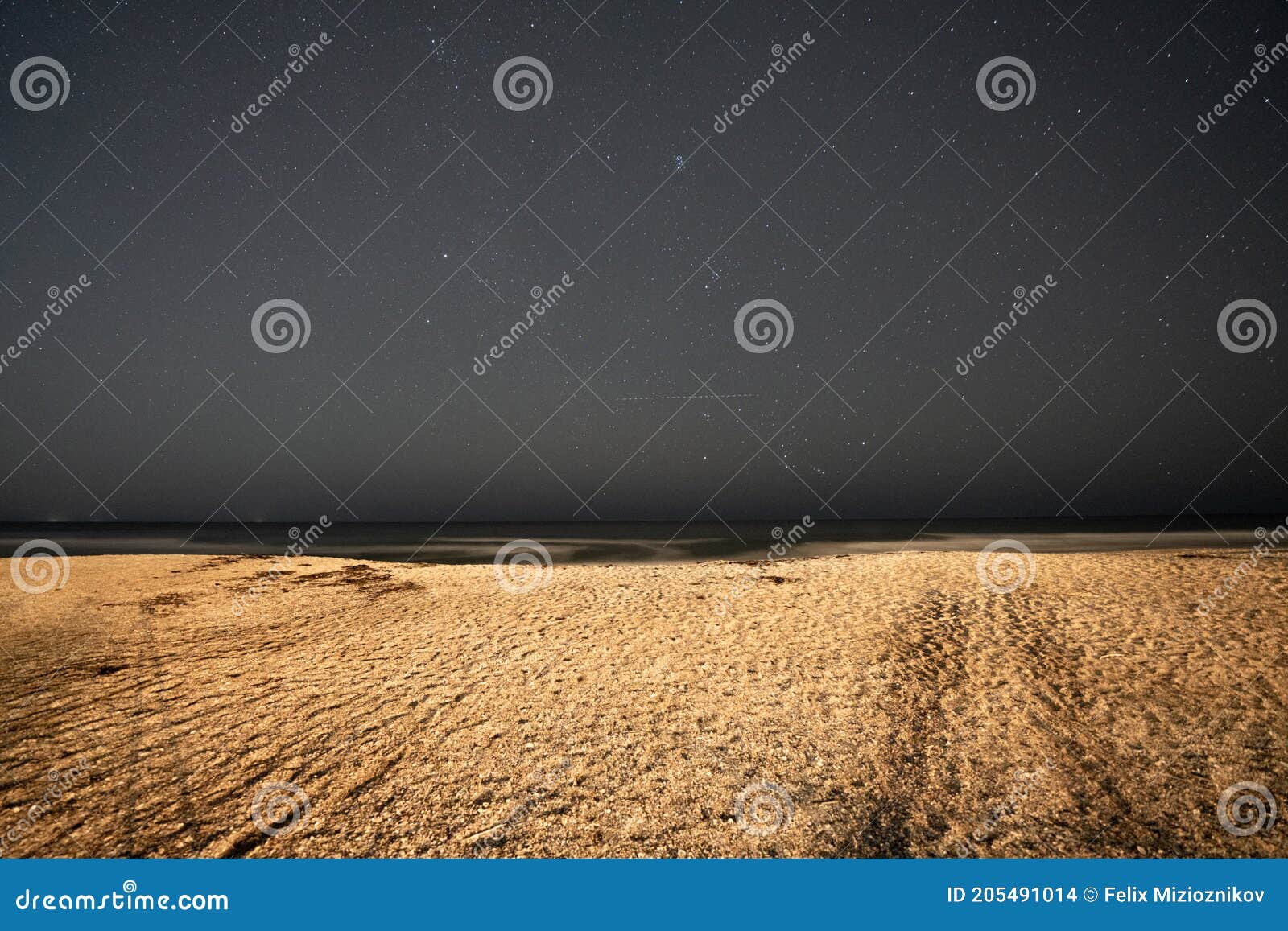 Night Stars Over the Beach Sand Stock Photo - Image of long, starry ...